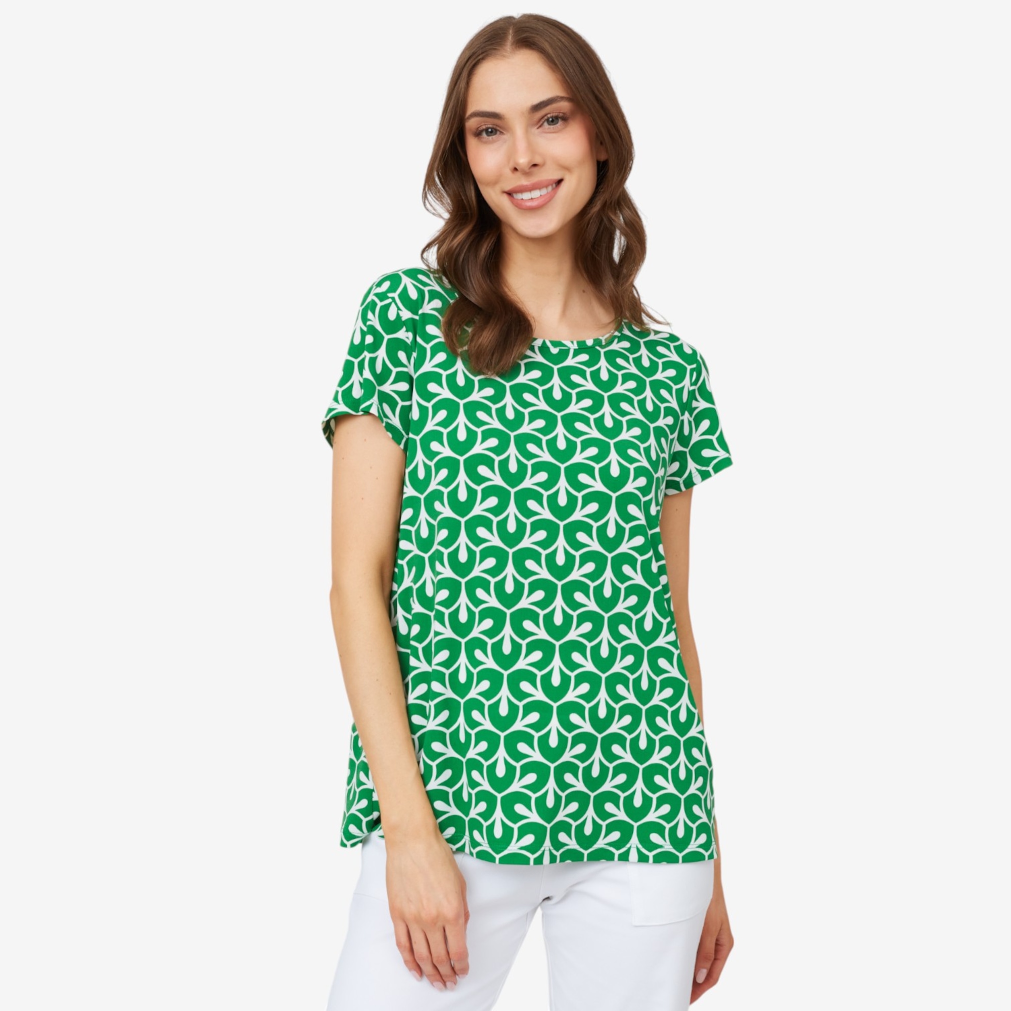 Kim & Co. Printed Brazil Knit Short Sleeve Shirt - TSC.ca