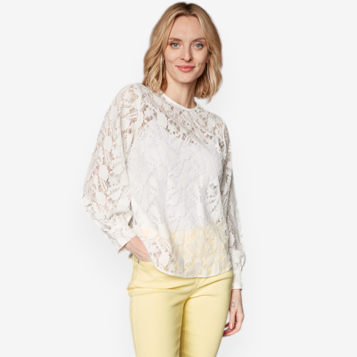 Diane Gilman Corded Lace Shirttail Blouse - TSC.ca