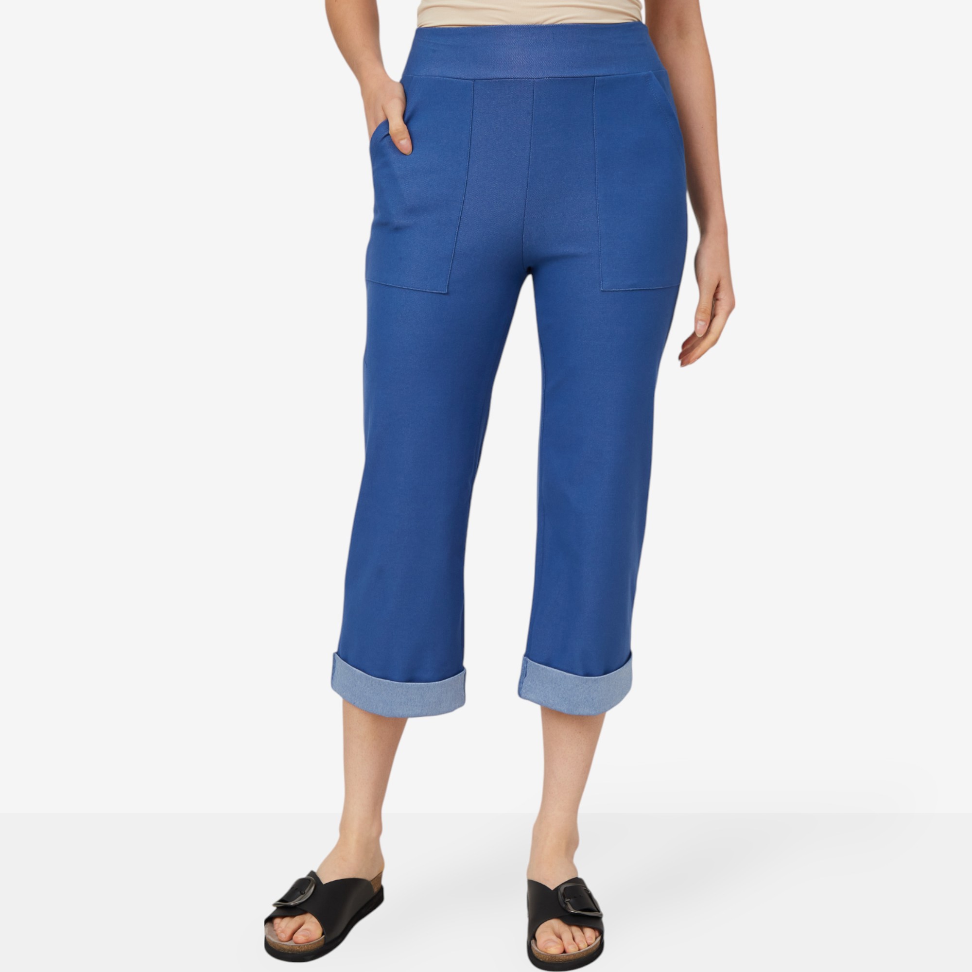 Kim & Co. Deluxe Denim Knit Starlet Cuffed Cropped Pant - TSC.ca
