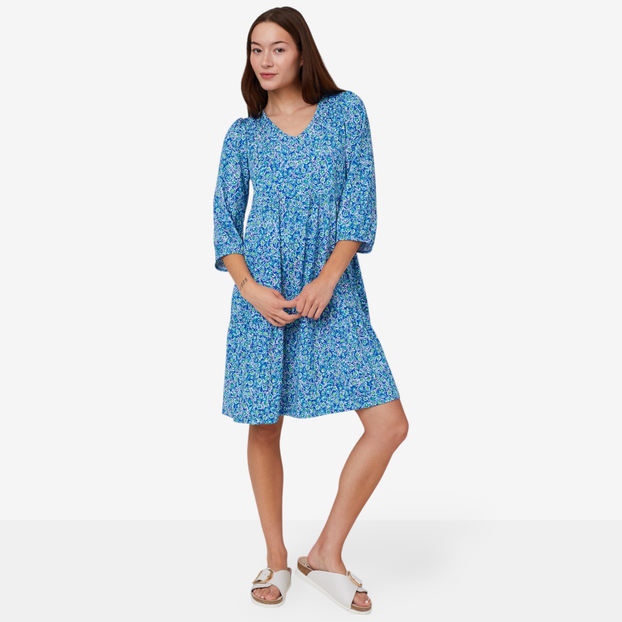 Kim & Co. Brazil Knit 3/4 Blouson Sleeve Tiered Dress - TSC.ca