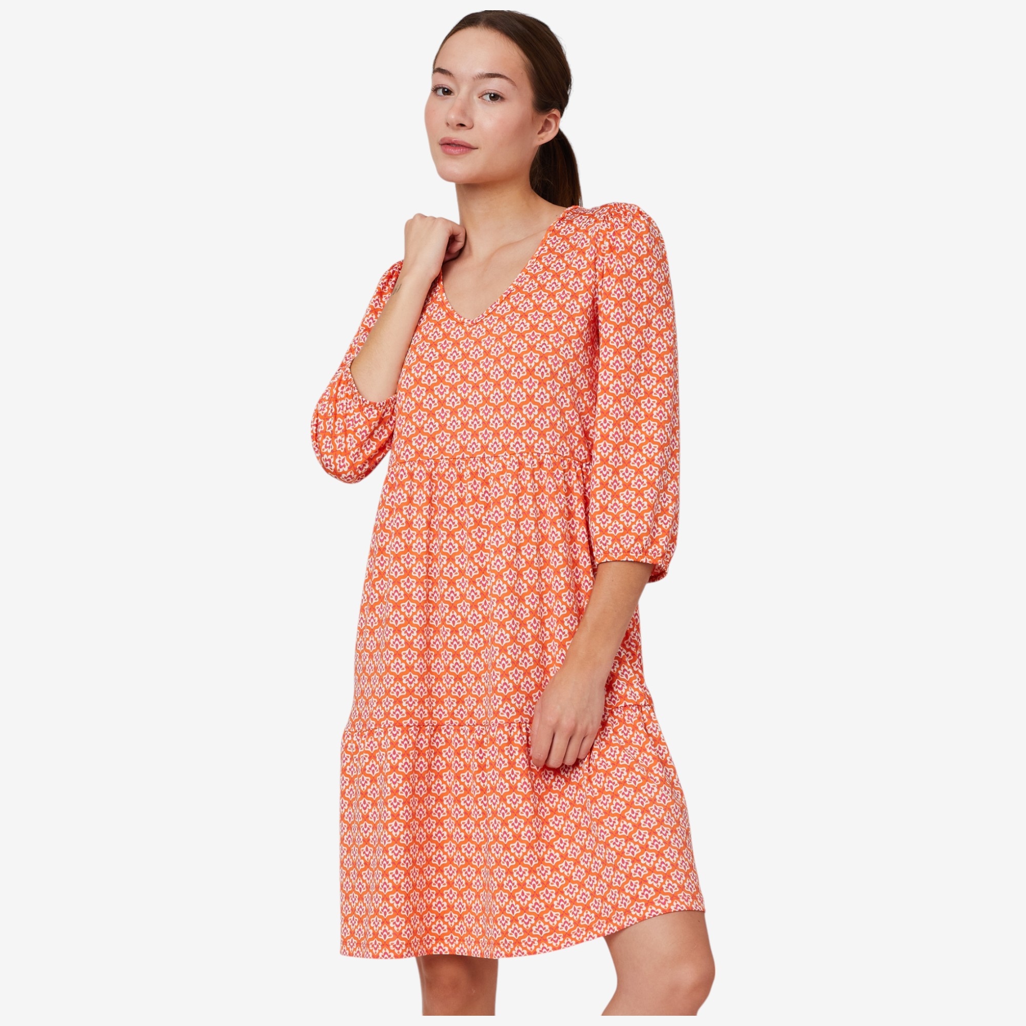 Kim & Co. Brazil Knit 3/4 Blouson Sleeve Tiered Dress - TSC.ca