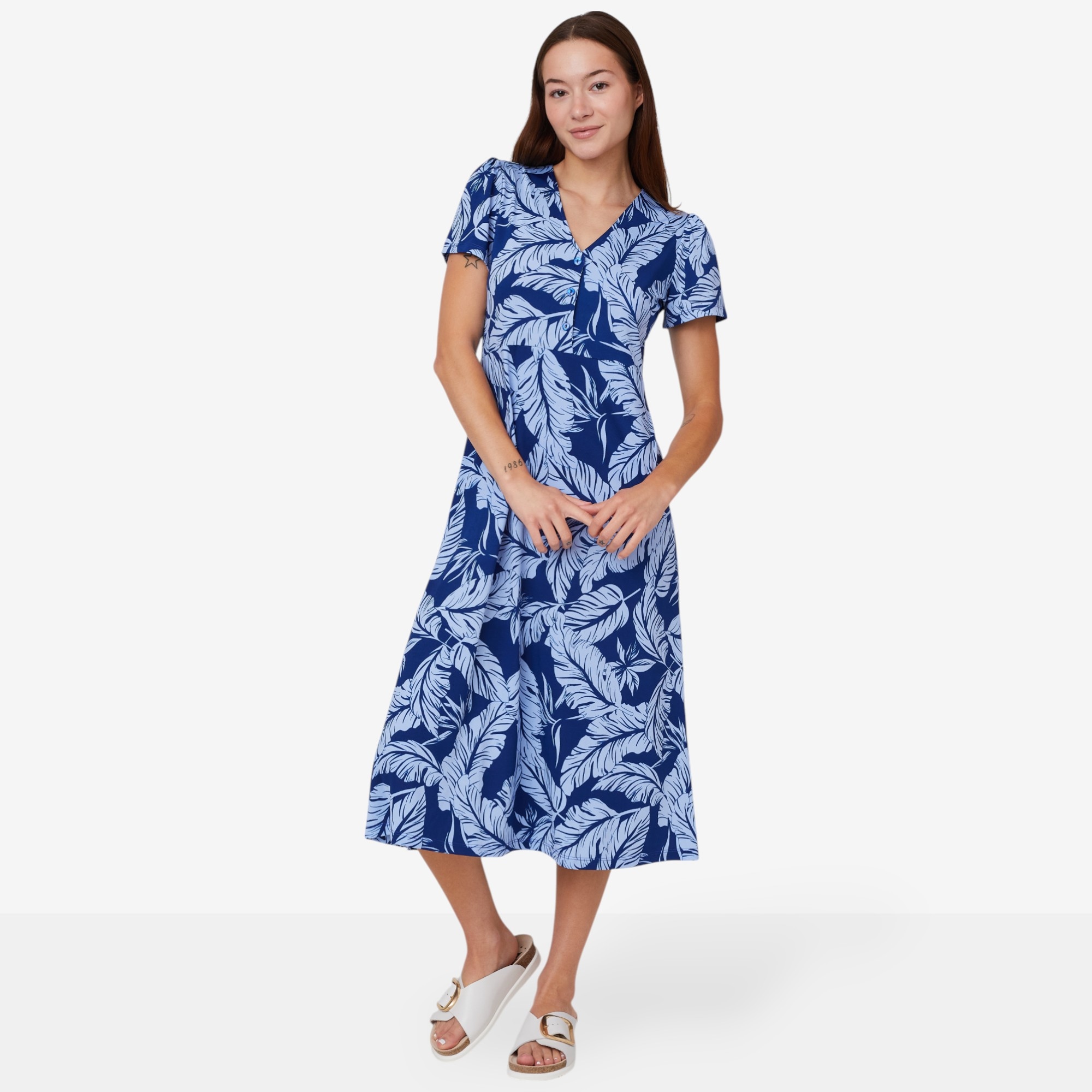 Kim & Co. Printed Brazil Knit Jersey Short Sleeve Jenny Midi Dress - TSC.ca
