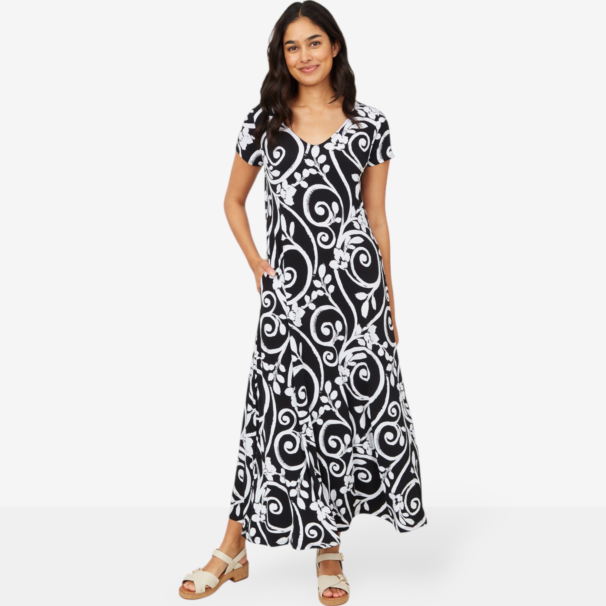 Mr. Max Brazil Knit Cap Sleeve Maxi Dress with Pockets - TSC.ca