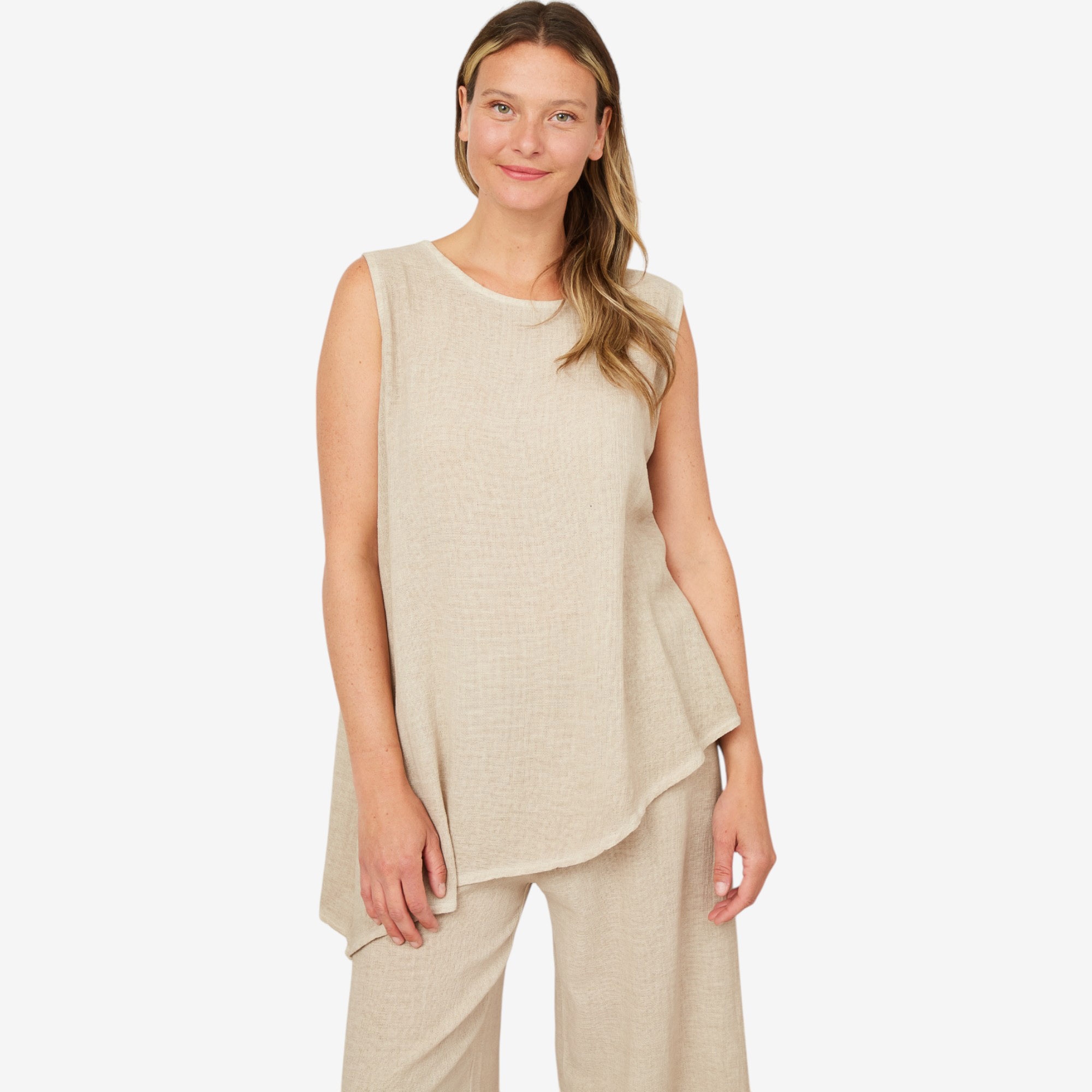 M Made In Italy Sleeveless Top With Asymmetrical Hemline - TSC.ca