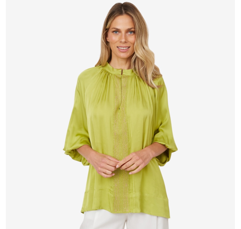 Aggel Knitwear Satin Blouse with Knitted Details - TSC.ca