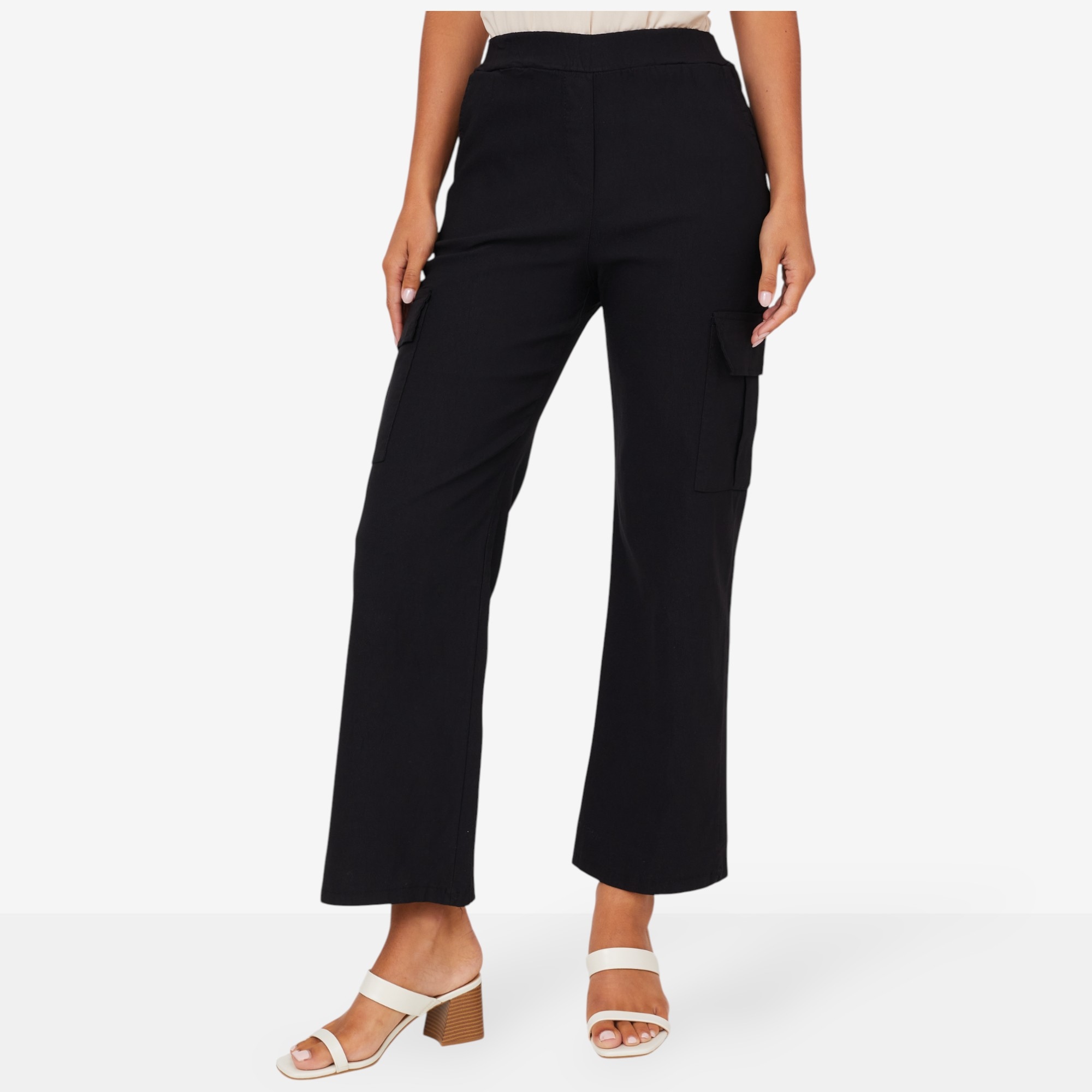 M Made In Italy Straight Leg Pull On Cargo Pant with Patch Pockets - TSC.ca