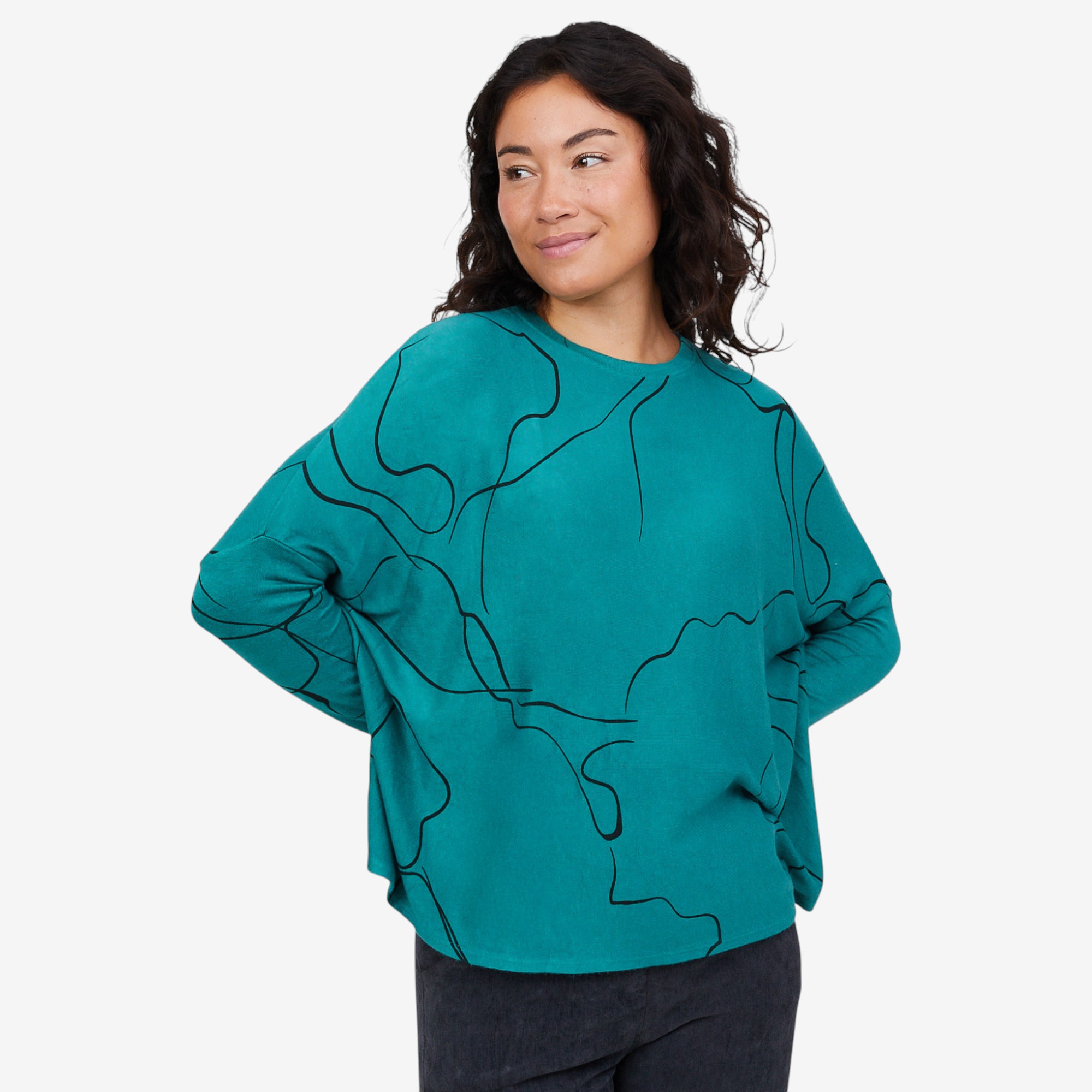 M Made In Italy Long Sleeve Oversized Top with Drop Shoulder - TSC.ca