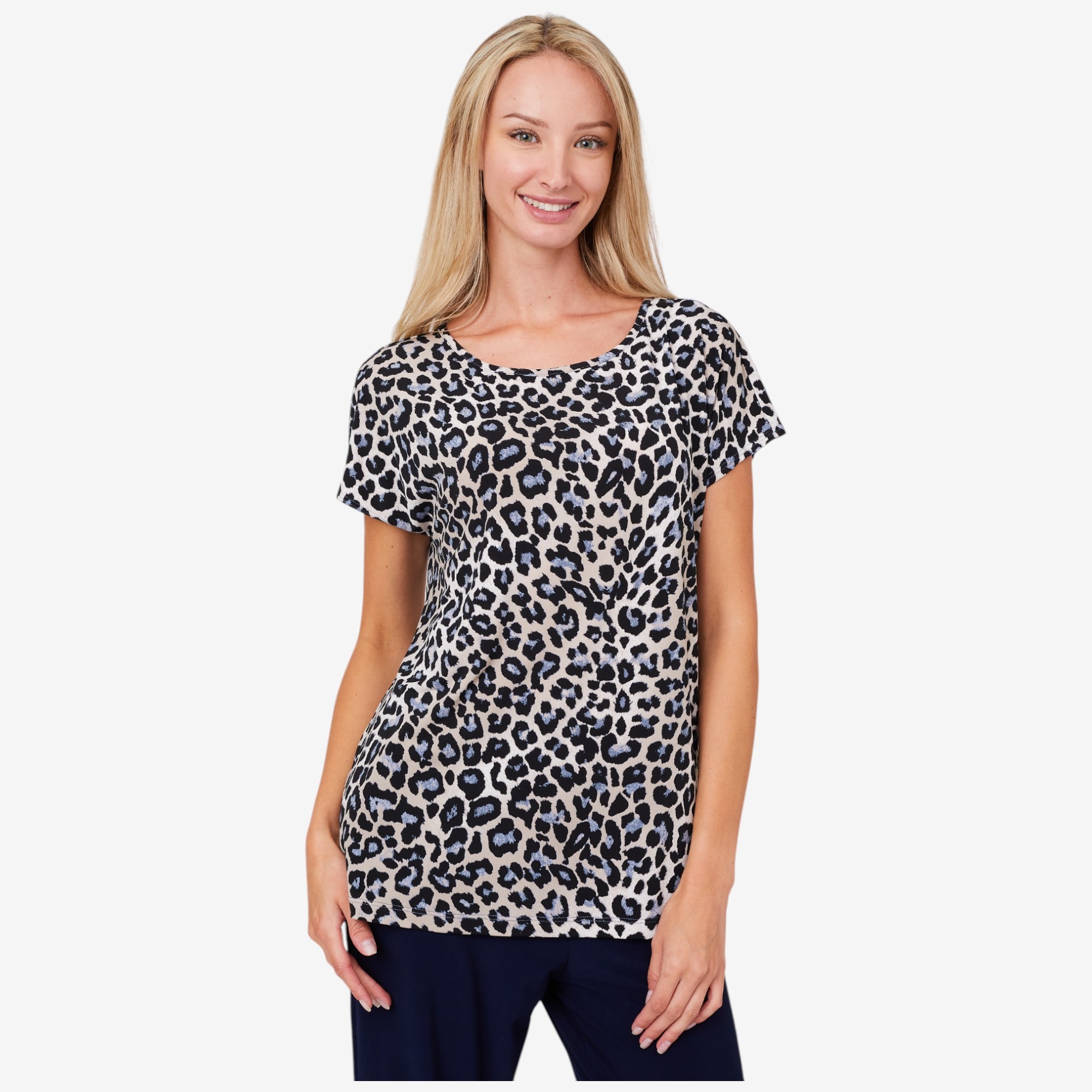 Kim & Co. Printed Brazil Knit Signature Short Sleeve Top - TSC.ca