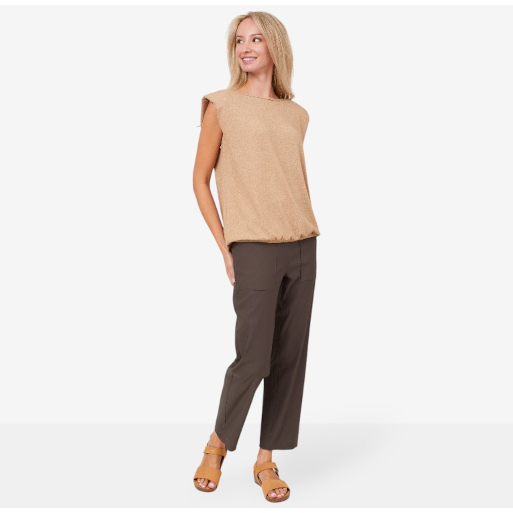 Kim & Co. Fine Sweater Knit Shoulder Pads Blouson Top - TSC.ca