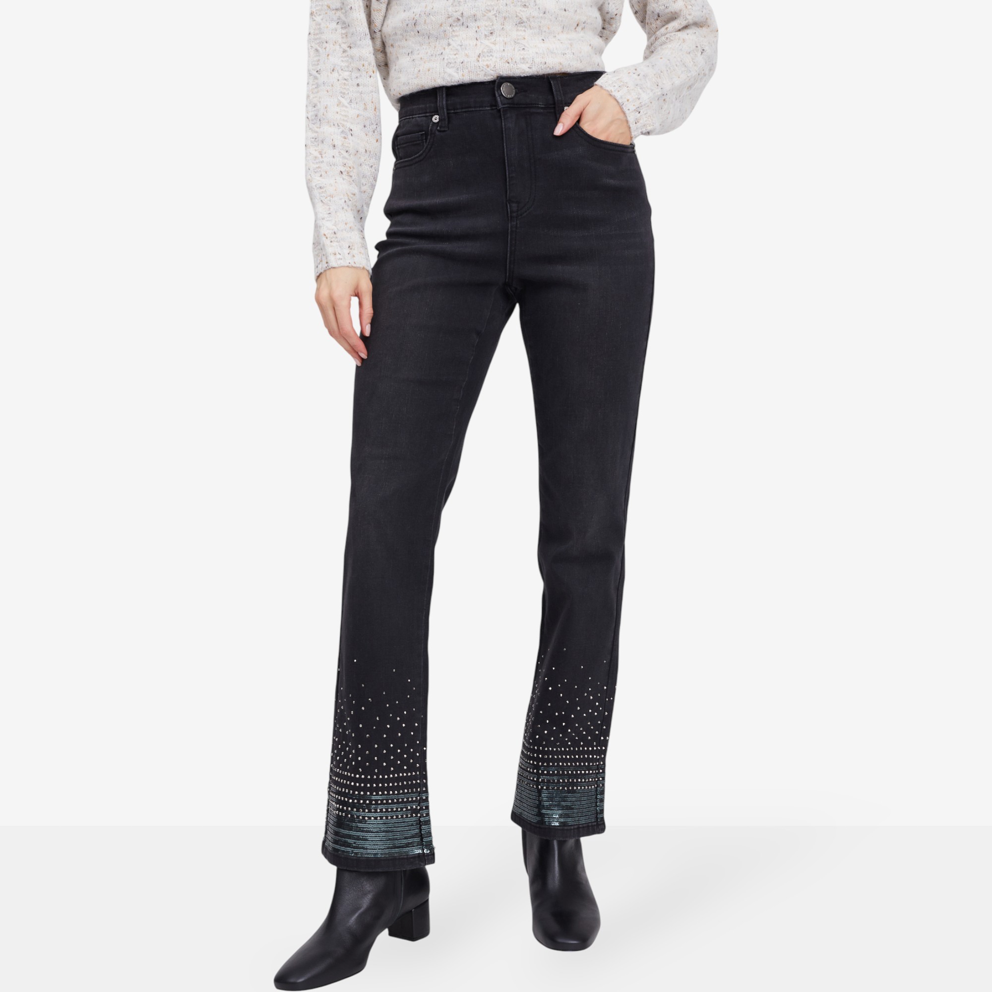 Diane Gilman New Classic Stretch Sequin Embellished Bootcut Jean - TSC.ca