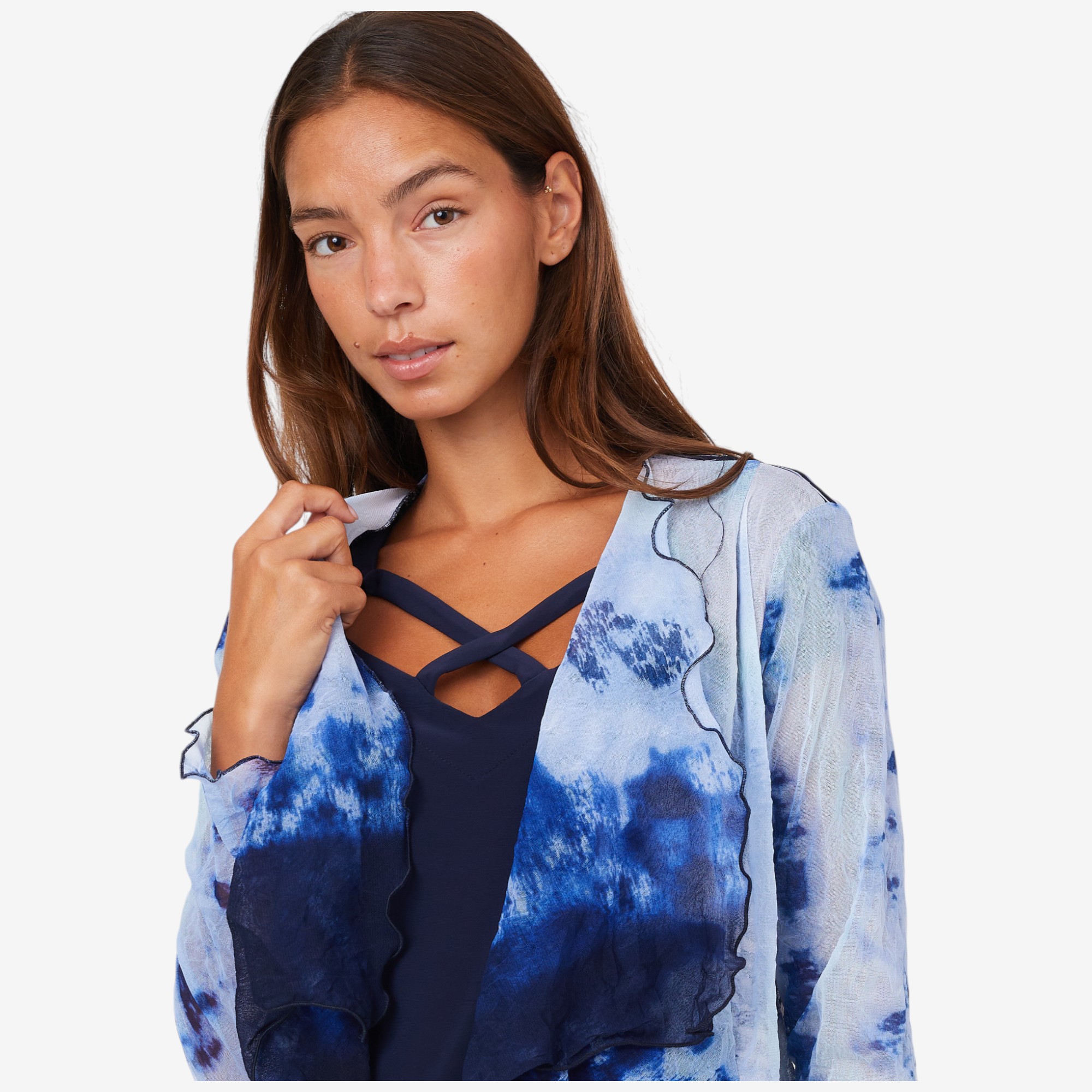 Marallis Border Print Crinkle Mesh Jacket - TSC.ca