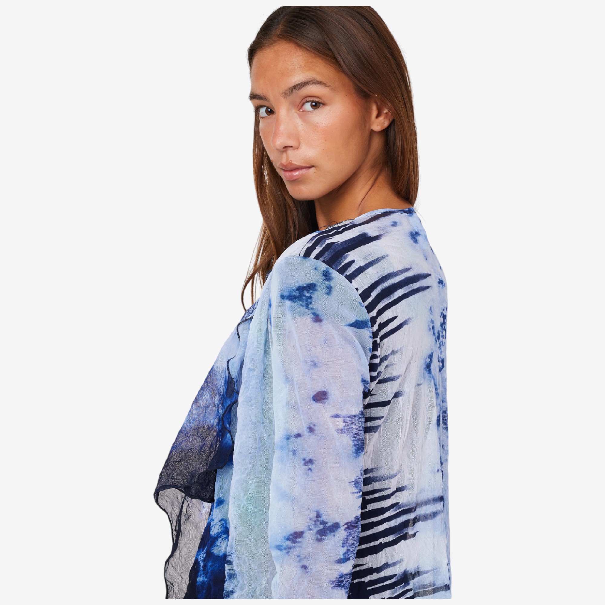 Marallis Border Print Crinkle Mesh Jacket - TSC.ca