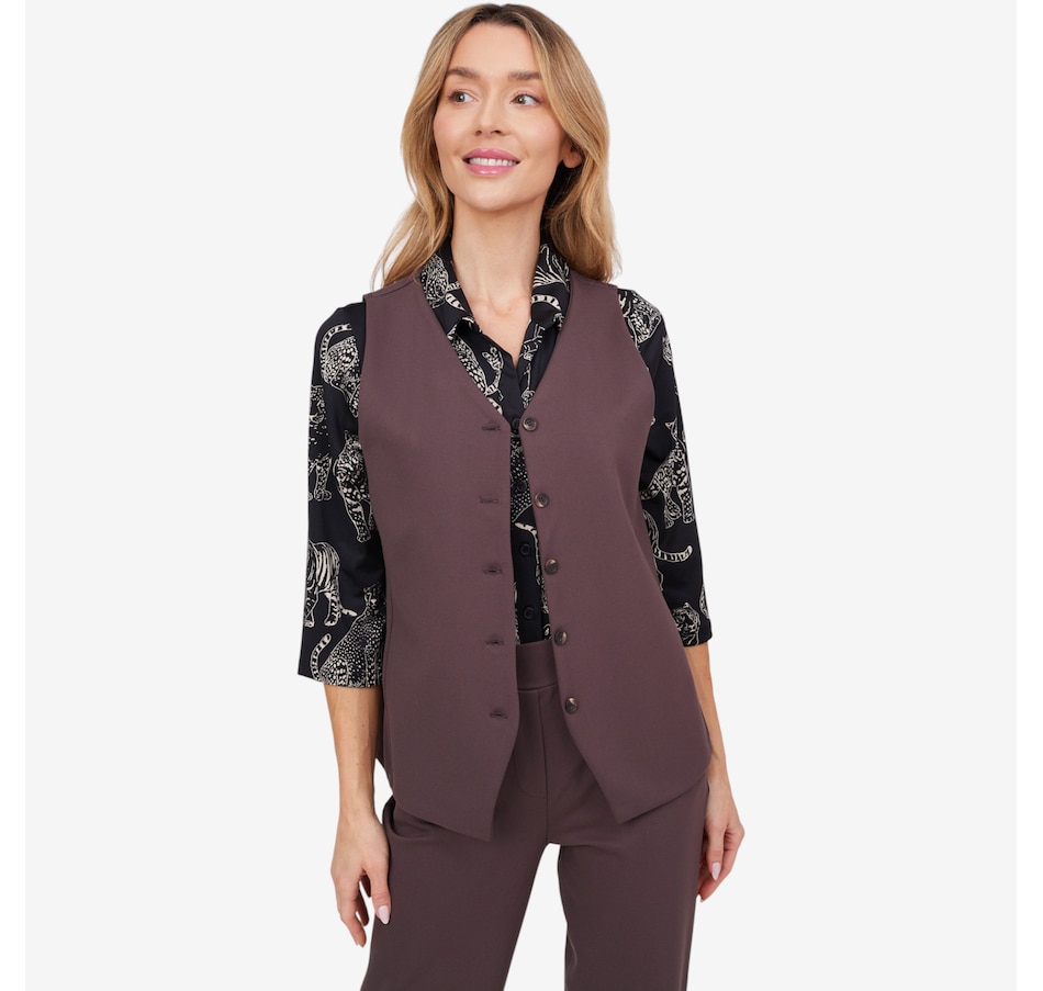 Kim & Co. Stretch Ponte Knit Button Front Vest - TSC.ca