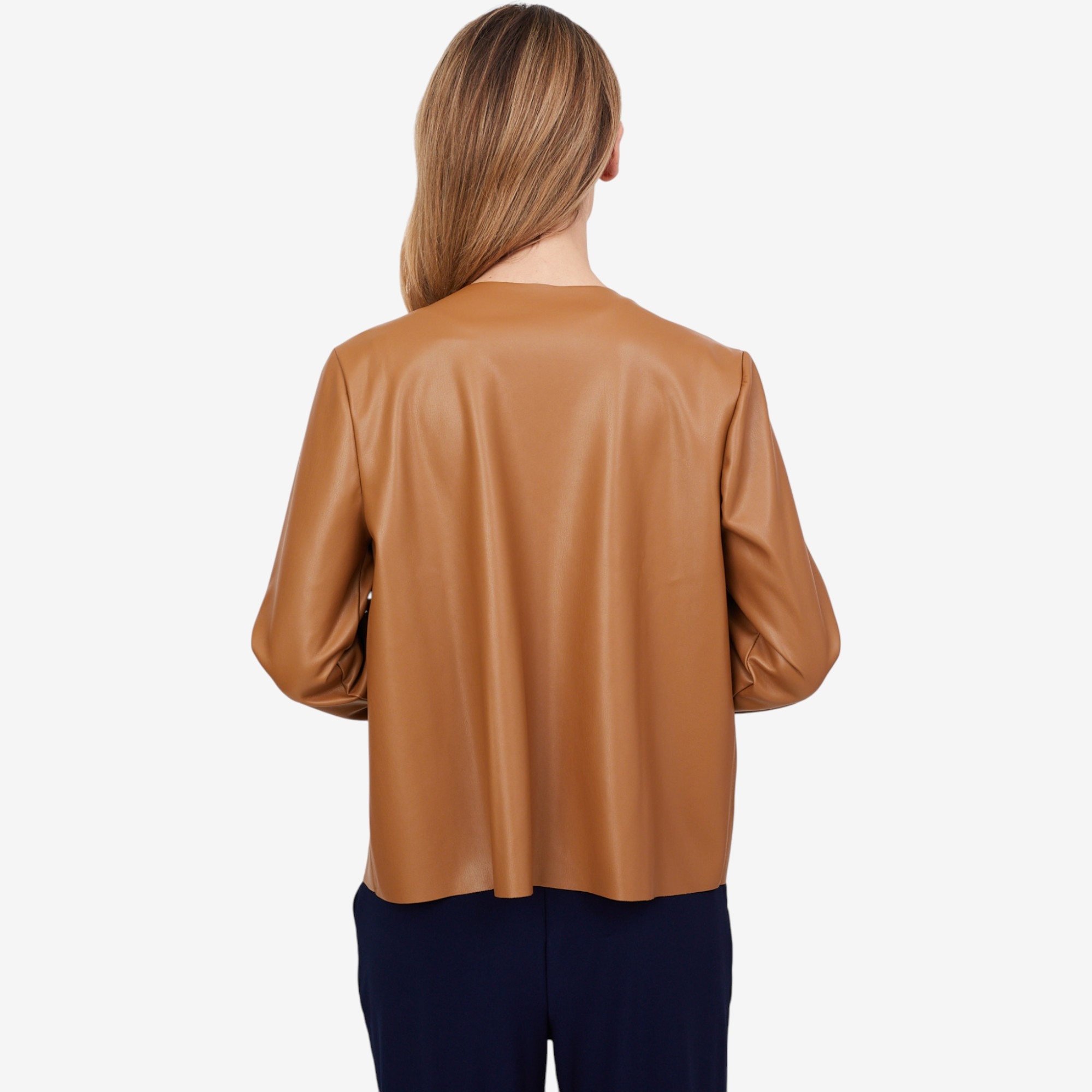 Kim & Co. Soft Vegan Leather Long Sleeve Edge to Edge Jacket - TSC.ca