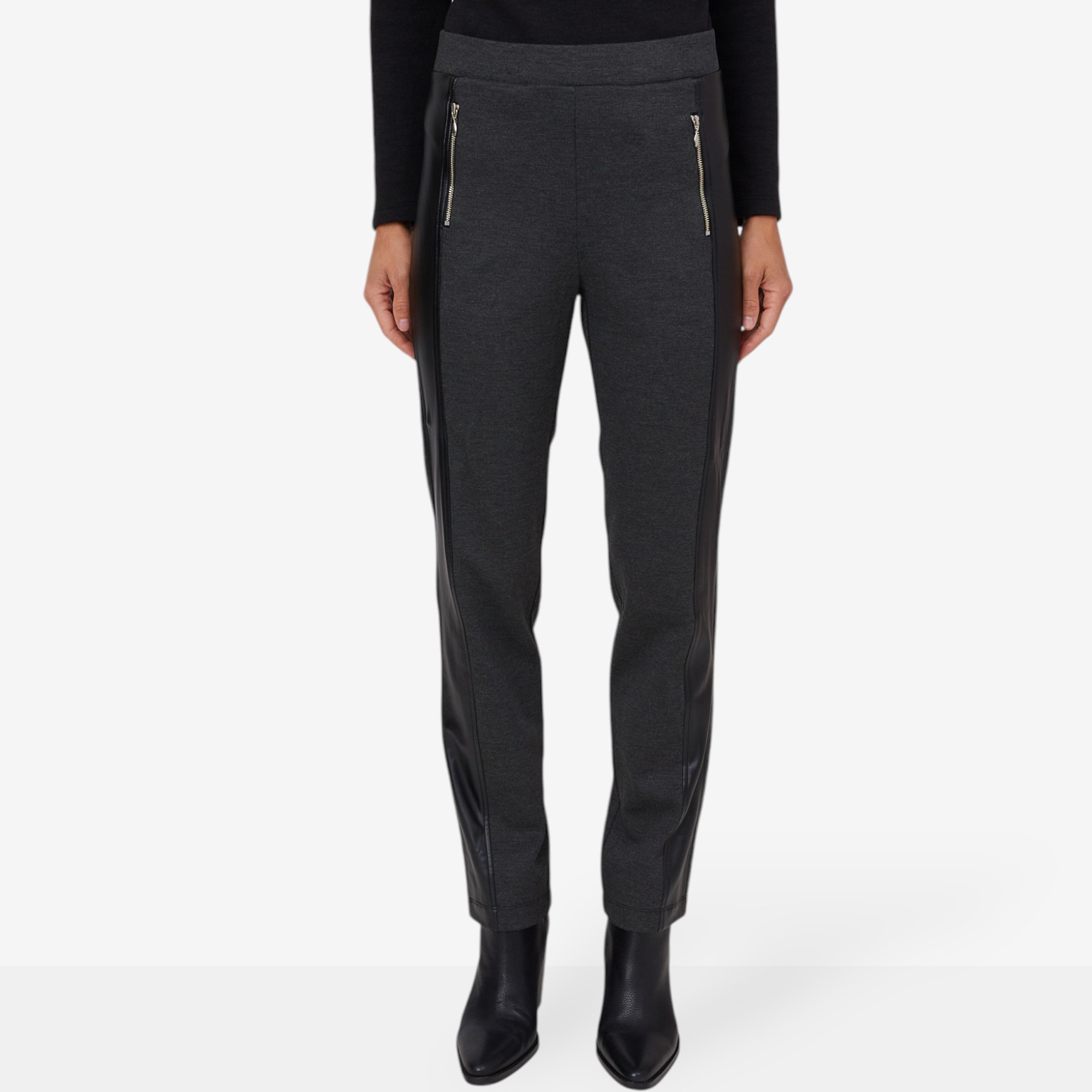 Mr. Max Stretch Ponte Twill Pant with Zip and Faux Leather Detail - TSC.ca