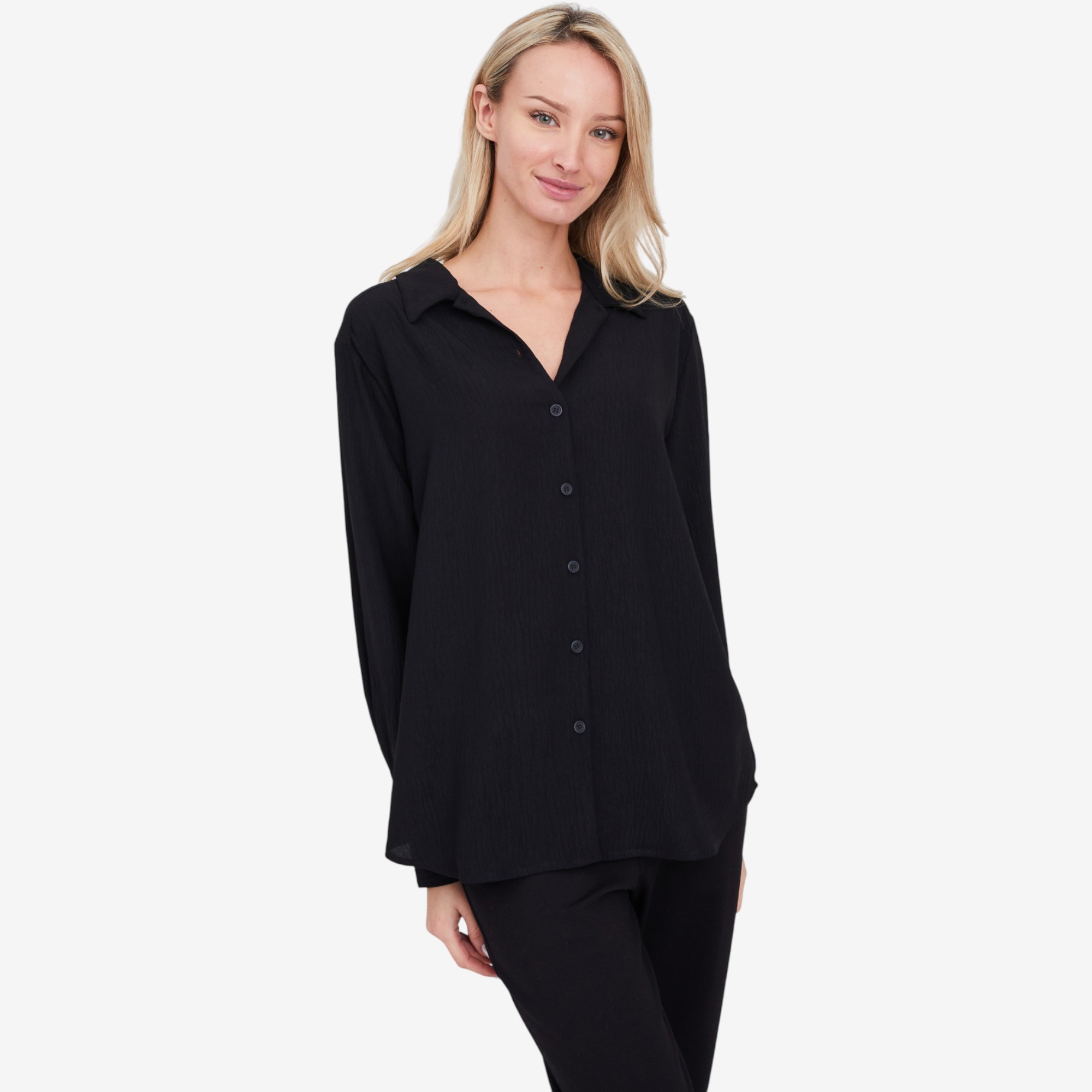 Kim & Co. Crinkle Poplin Kim's Relaxed Long Sleeve Shirt - TSC.ca