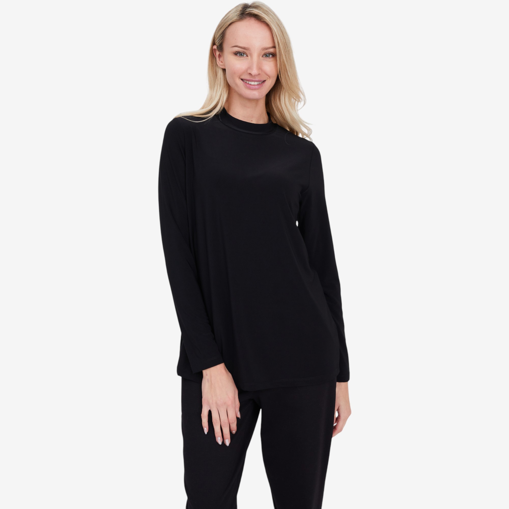Kim & Co. Deluxe Brazil Knit Long Sleeve Mock Neck Top - TSC.ca