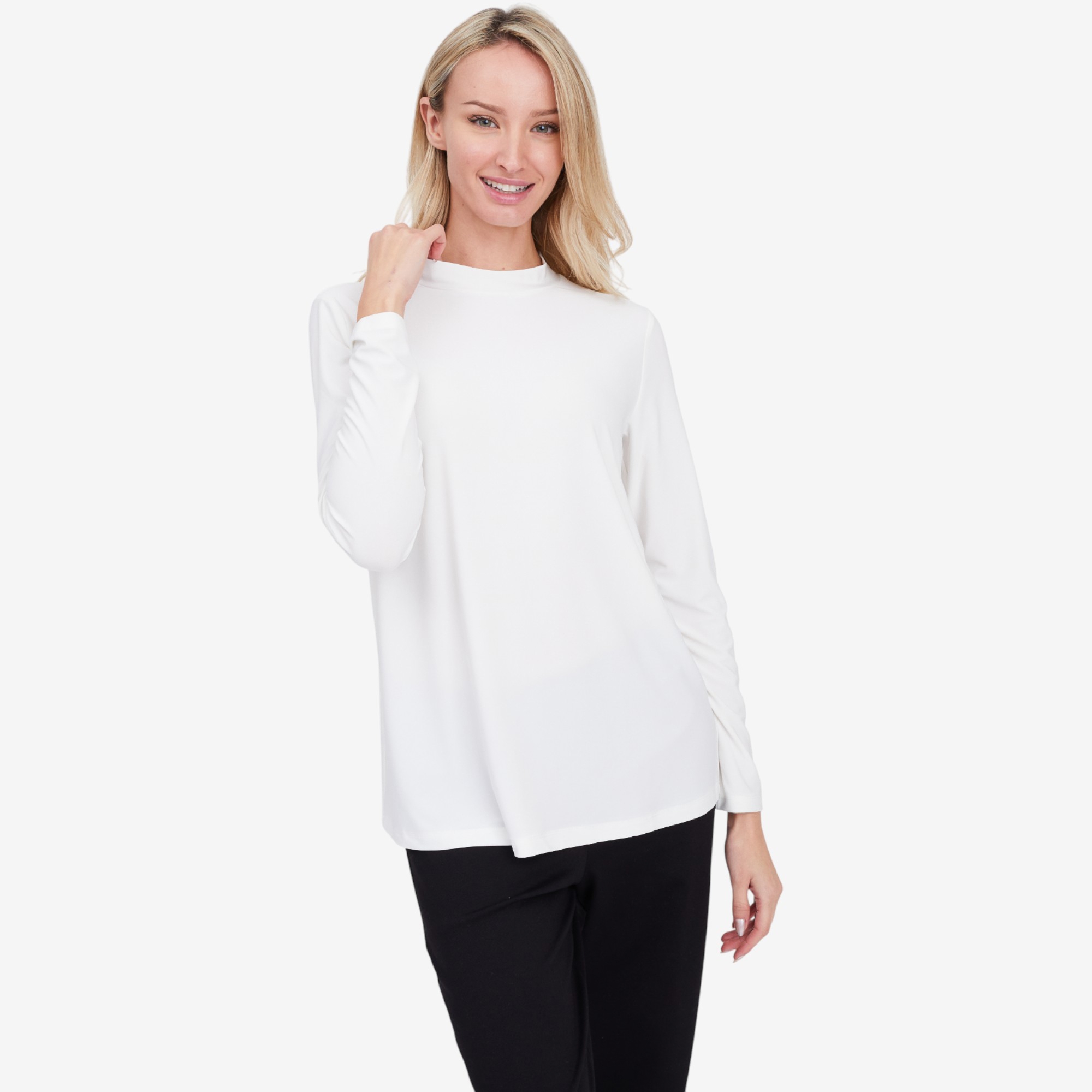 Kim & Co. Deluxe Brazil Knit Long Sleeve Mock Neck Top - TSC.ca