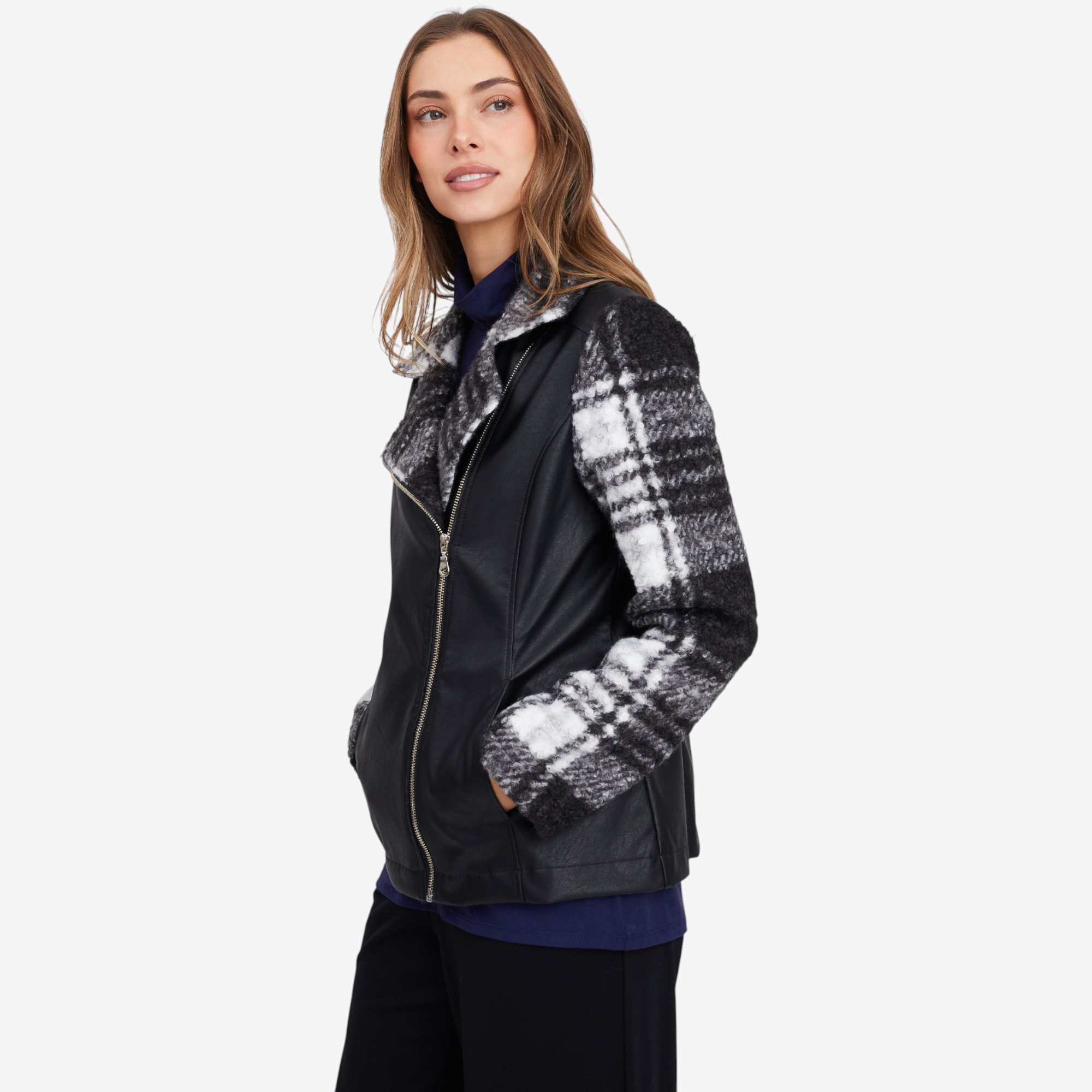Mr. Max Belissima Boucle and Faux Leather Moto Jacket - TSC.ca