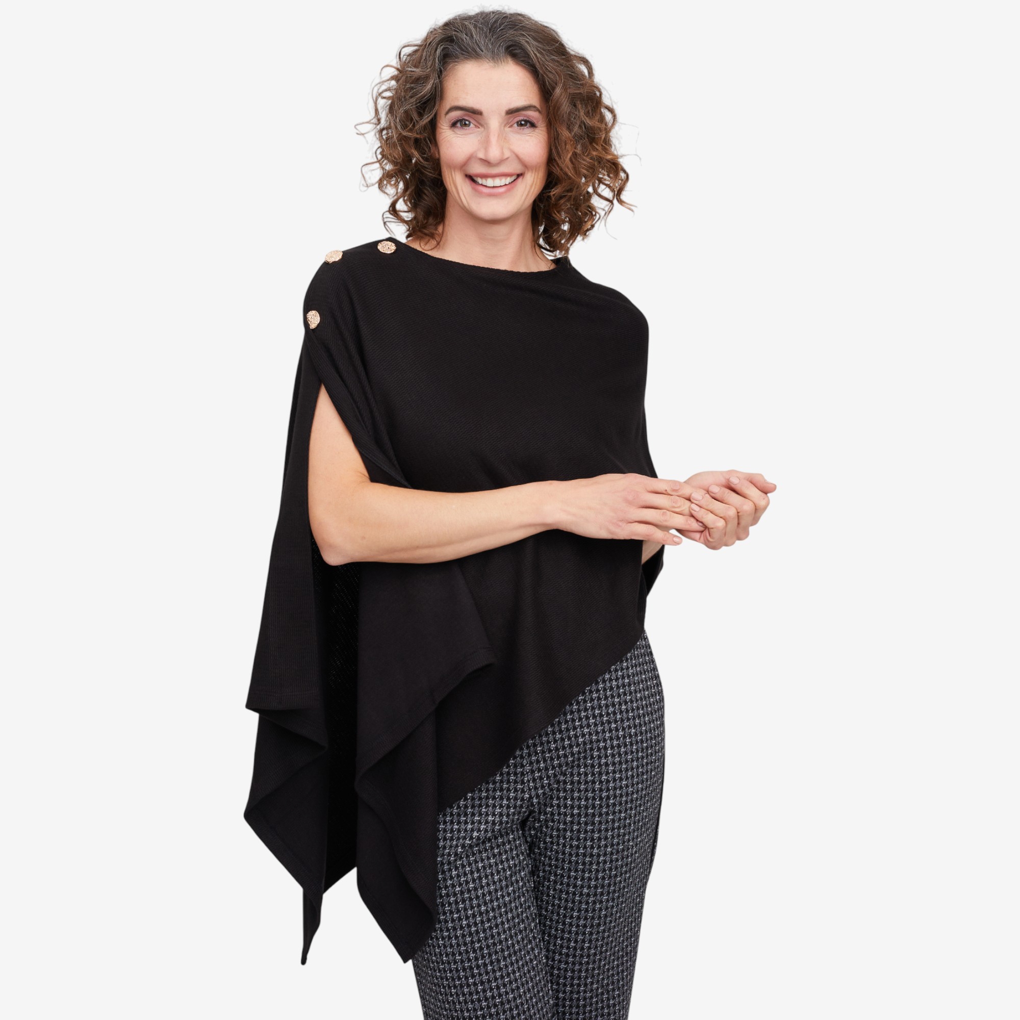 Mr. Max Wave Knit Shawl with Button Detail - TSC.ca