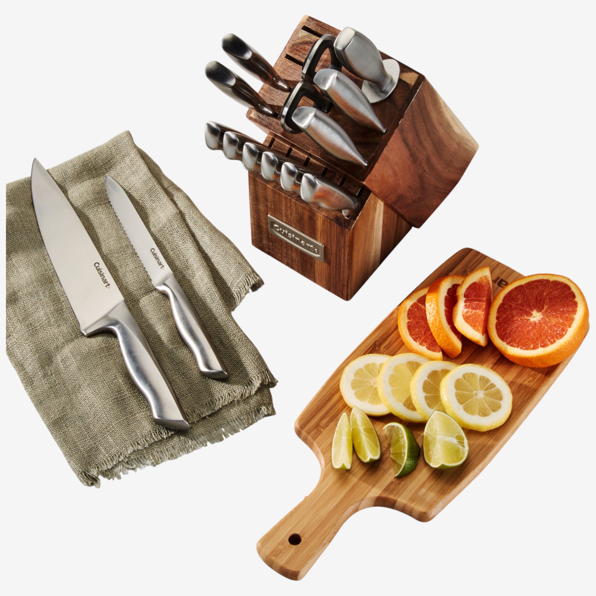 Cuisinart 15-Piece Stainless Steel Knife Block Set and Acacia Wood Mini ...