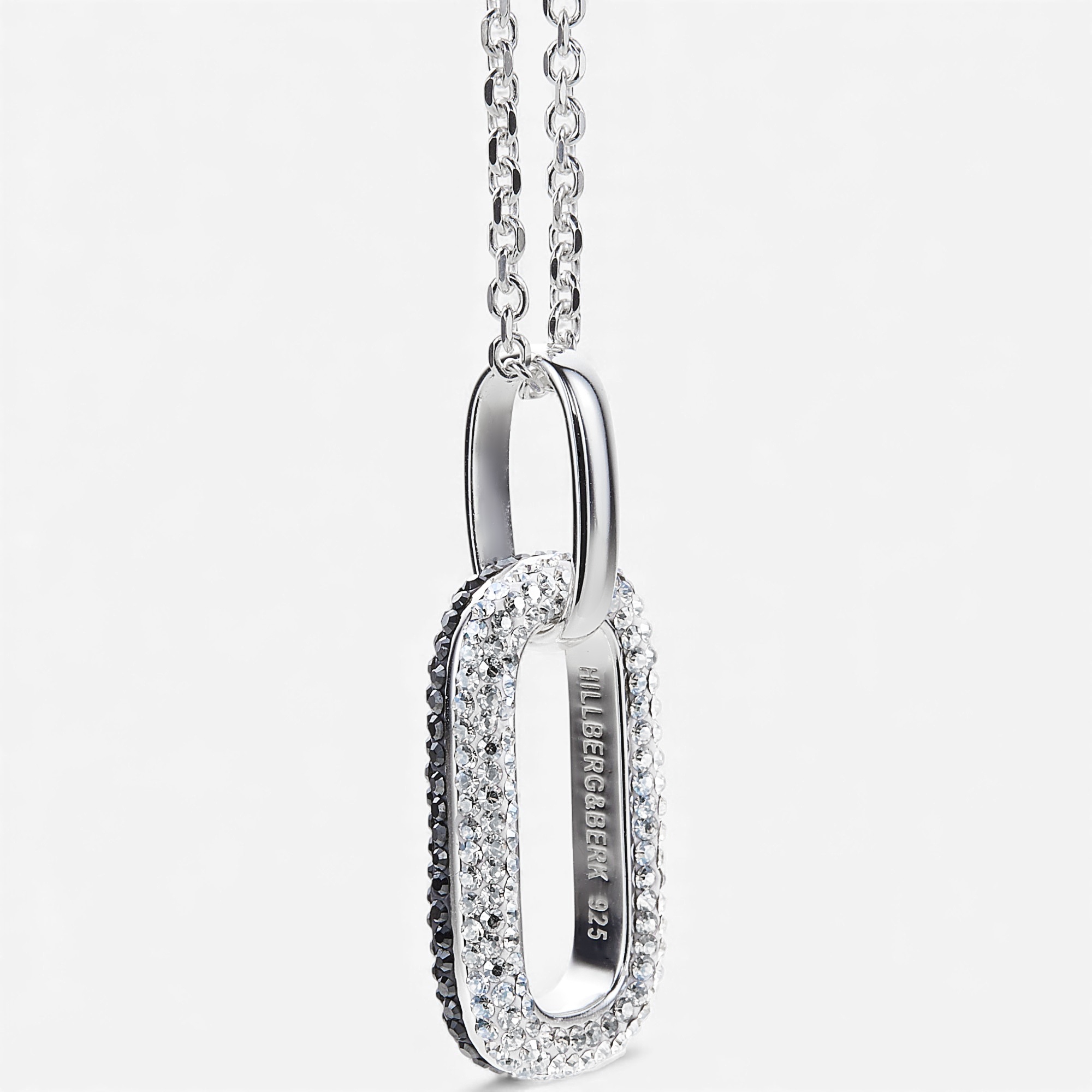 Hillberg & Berk Sterling Silver Reversible Sparkle Link Necklace with ...