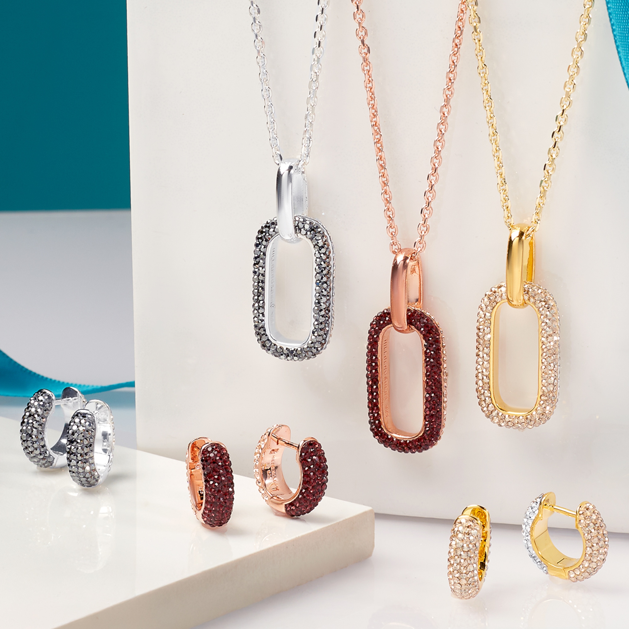 Hillberg & Berk Sterling Silver Reversible Sparkle Link Necklace with ...