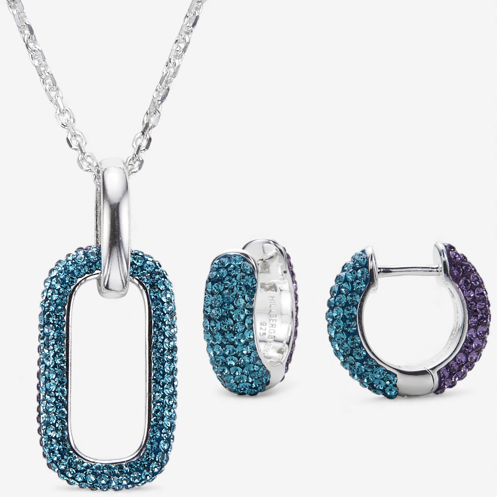 Hillberg & Berk Sterling Silver Reversible Sparkle Link Necklace with ...