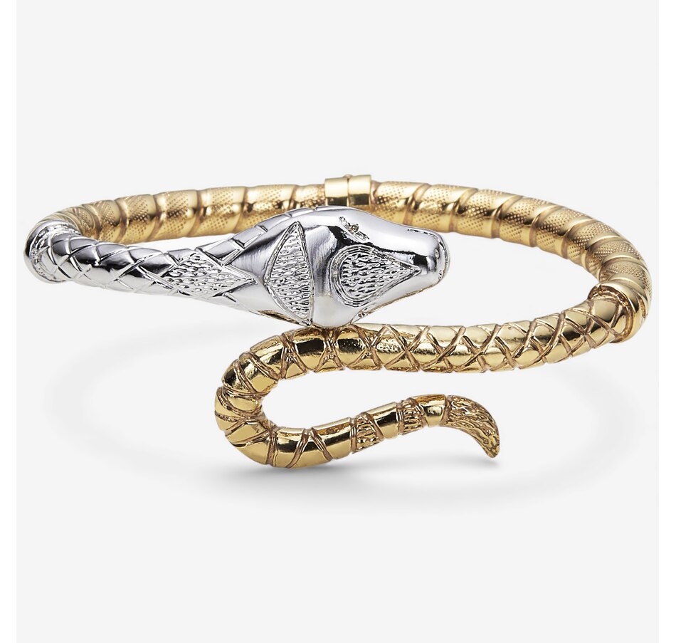 Bronzoro Two-Tone Back Hinged Snake Bangle - TSC.ca