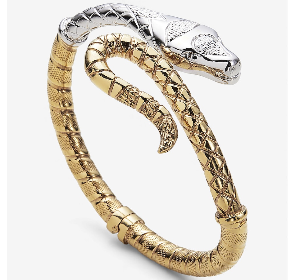 Bronzoro Two-Tone Back Hinged Snake Bangle - TSC.ca