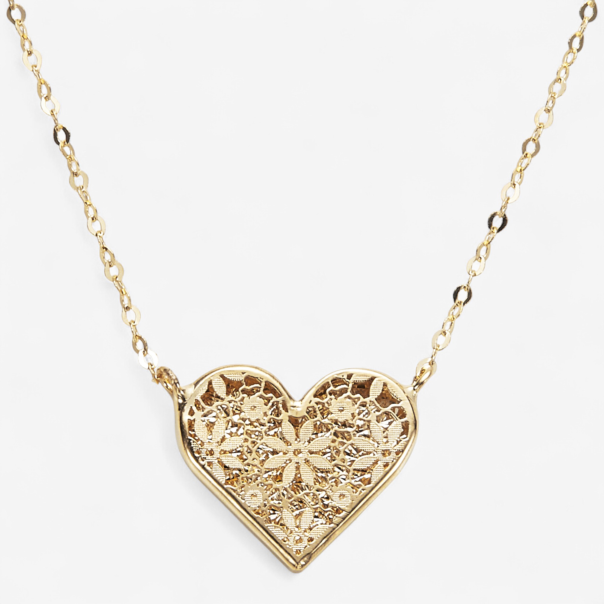 Stefano Oro 14K Yellow Gold Flower Ricami Heart Necklace - TSC.ca