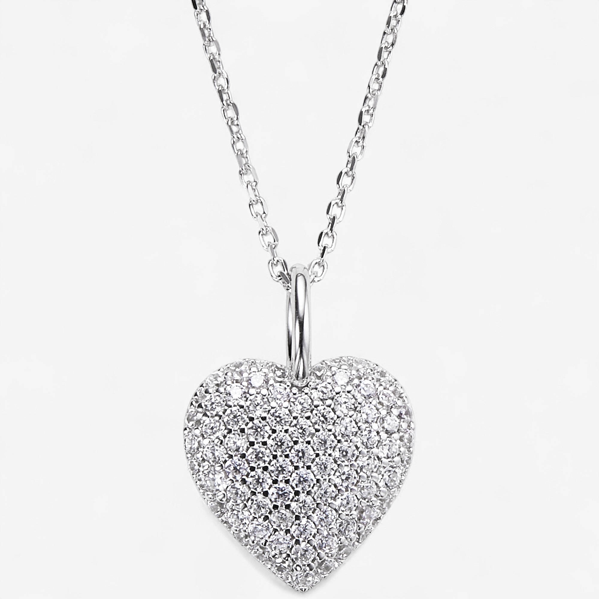 Diamonelle Sterling Silver Diamonelle Heart Pendant With Chain Tsc Ca