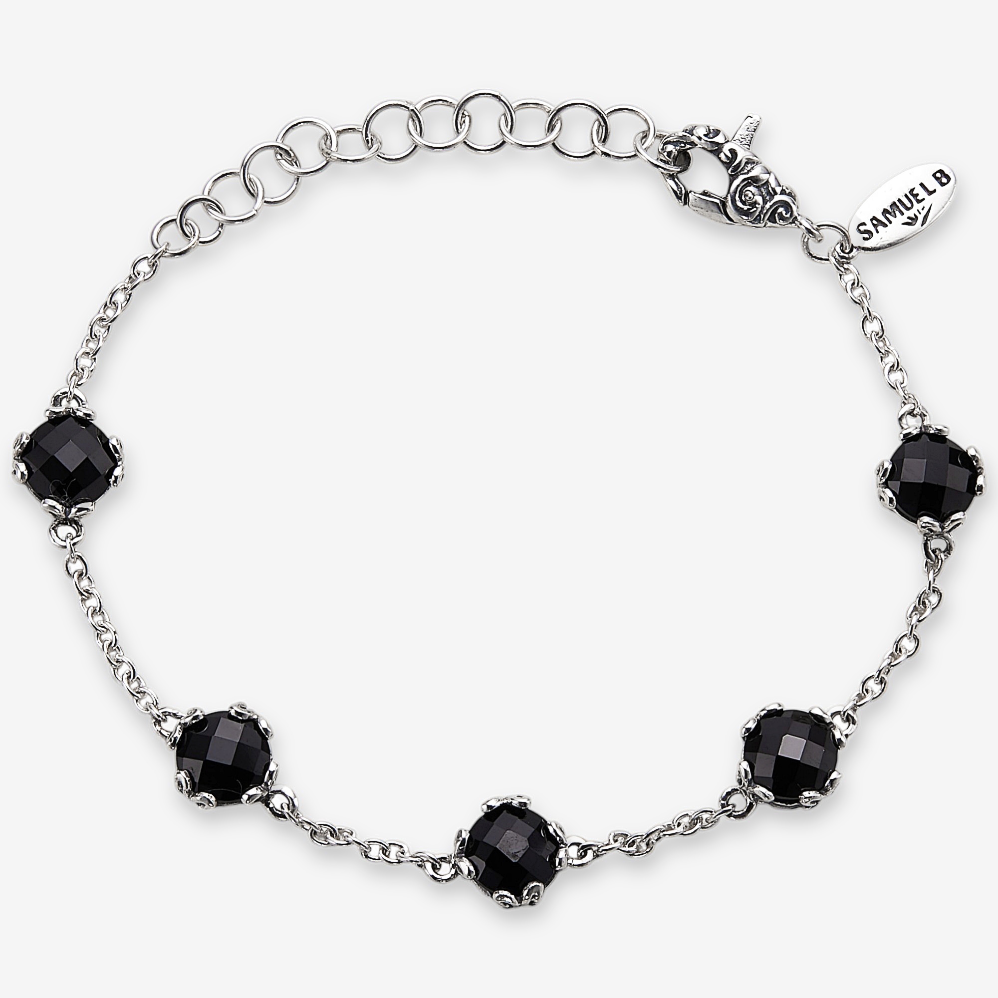 Samuel B Collection Sterling Silver 7mm Round Birthstone Station ...