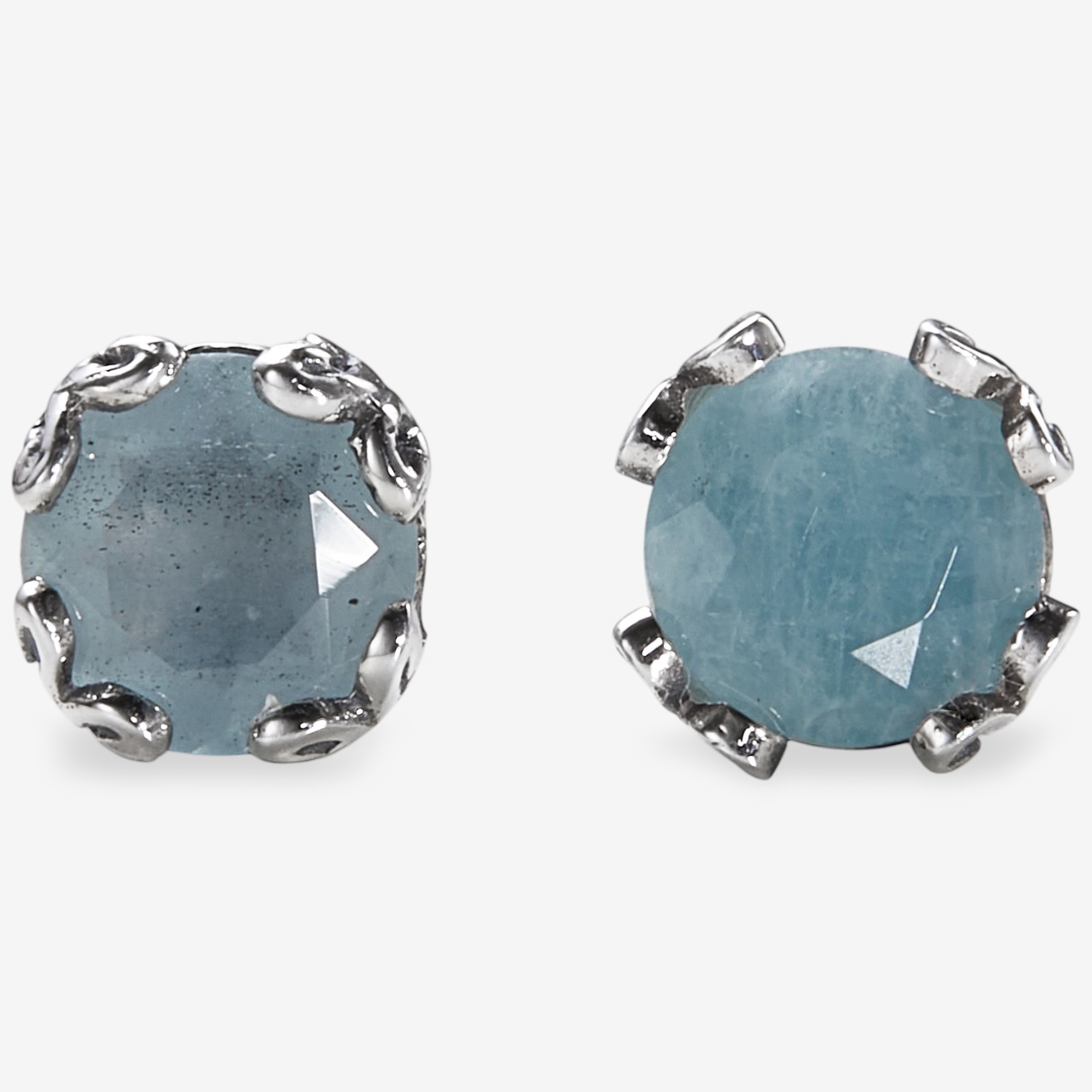 Samuel B Collection Sterling Silver Round Shape Gemstone Stud Earrings ...