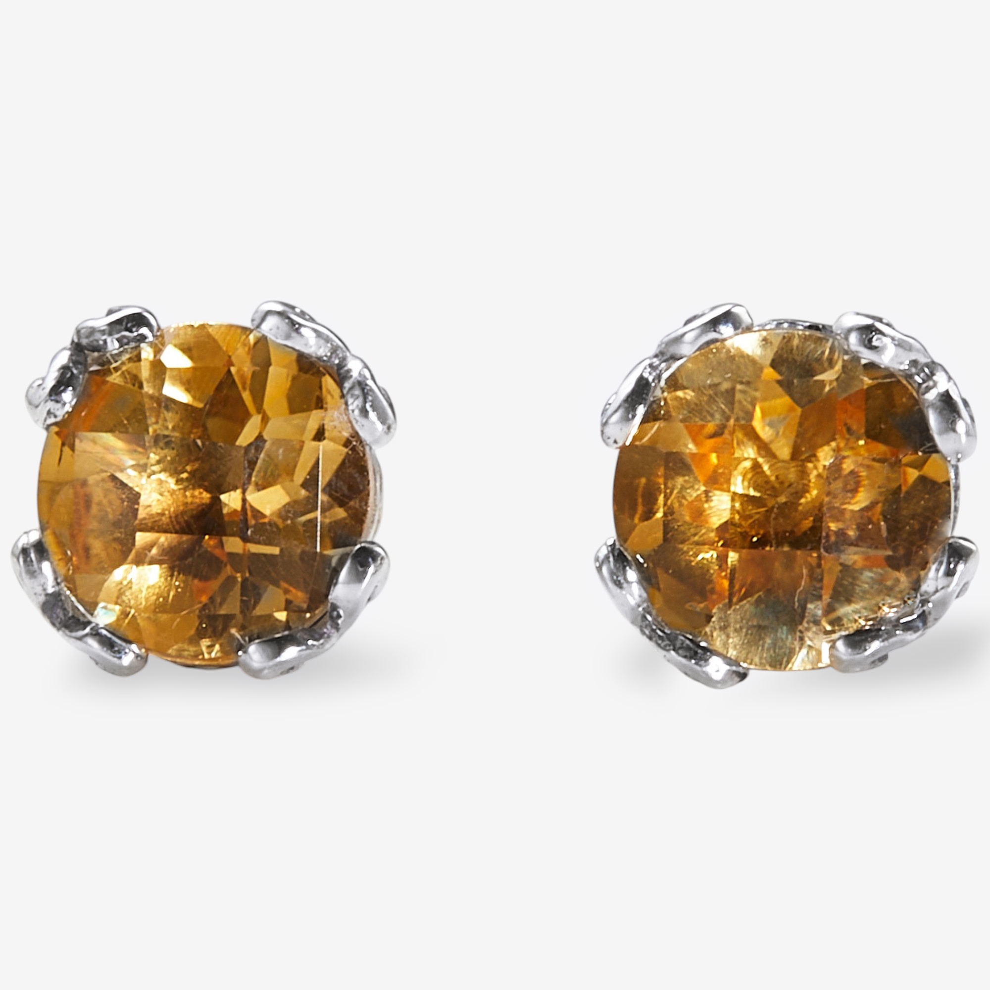 Samuel B Collection Sterling Silver Round Shape Gemstone Stud Earrings ...