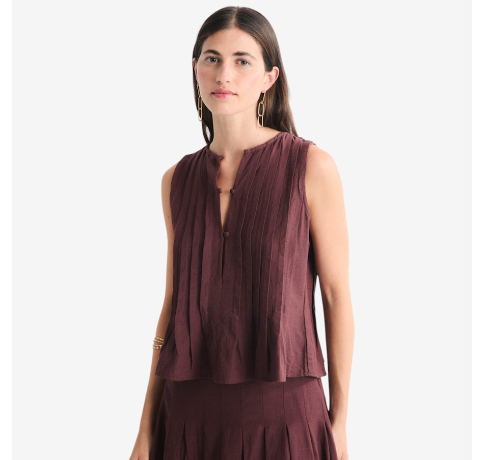 Mus & Bombon Soleil Flared Blouse with Pleats and Button Detail - TSC.ca