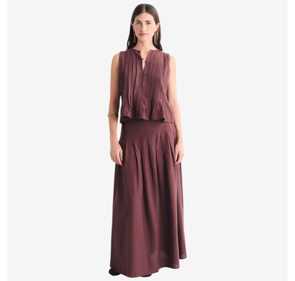 Mus & Bombon Soleil Flared Blouse with Pleats and Button Detail - TSC.ca