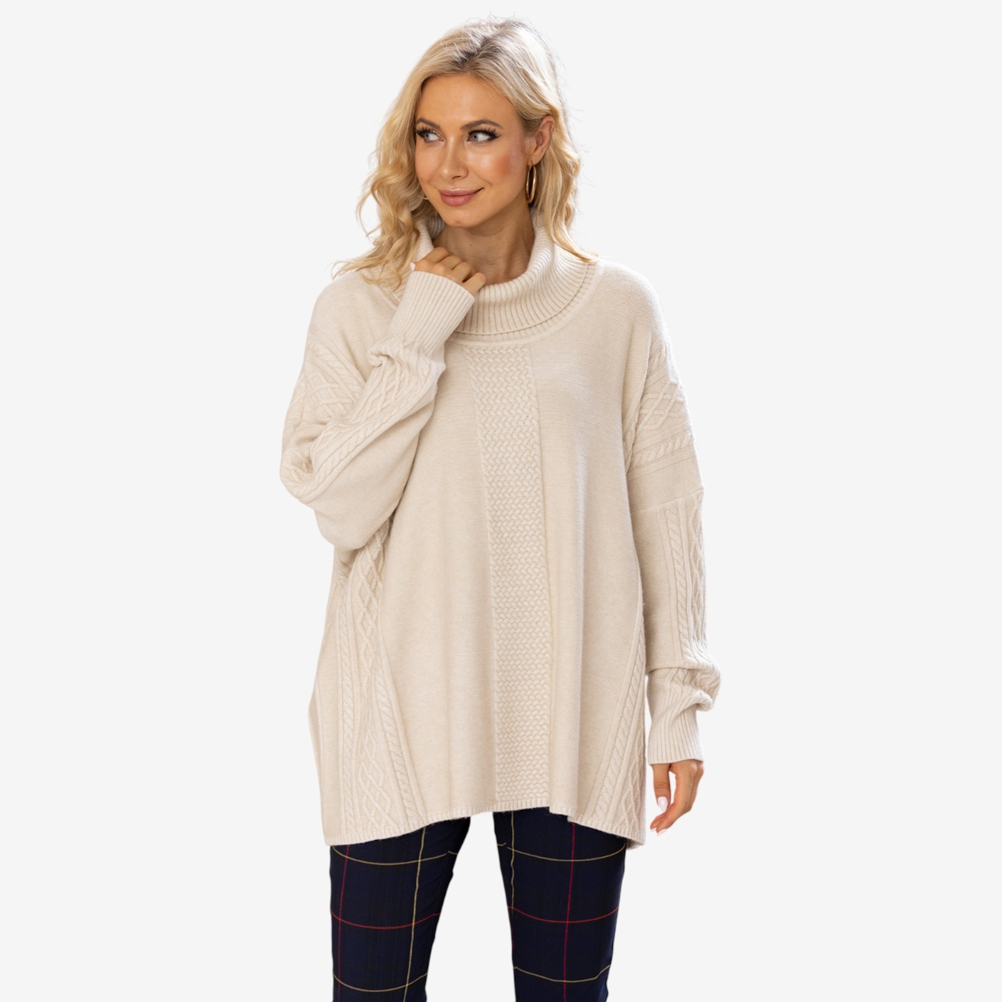 Orange Fashion Village Joanna's Cable Knit Textured Sweater - TSC.ca