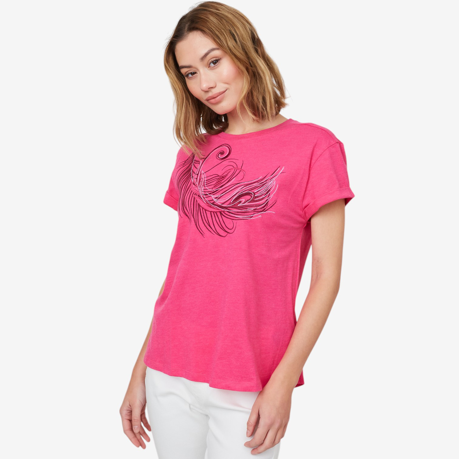 Diane Gilman Embellished Crew Neck Tee - TSC.ca