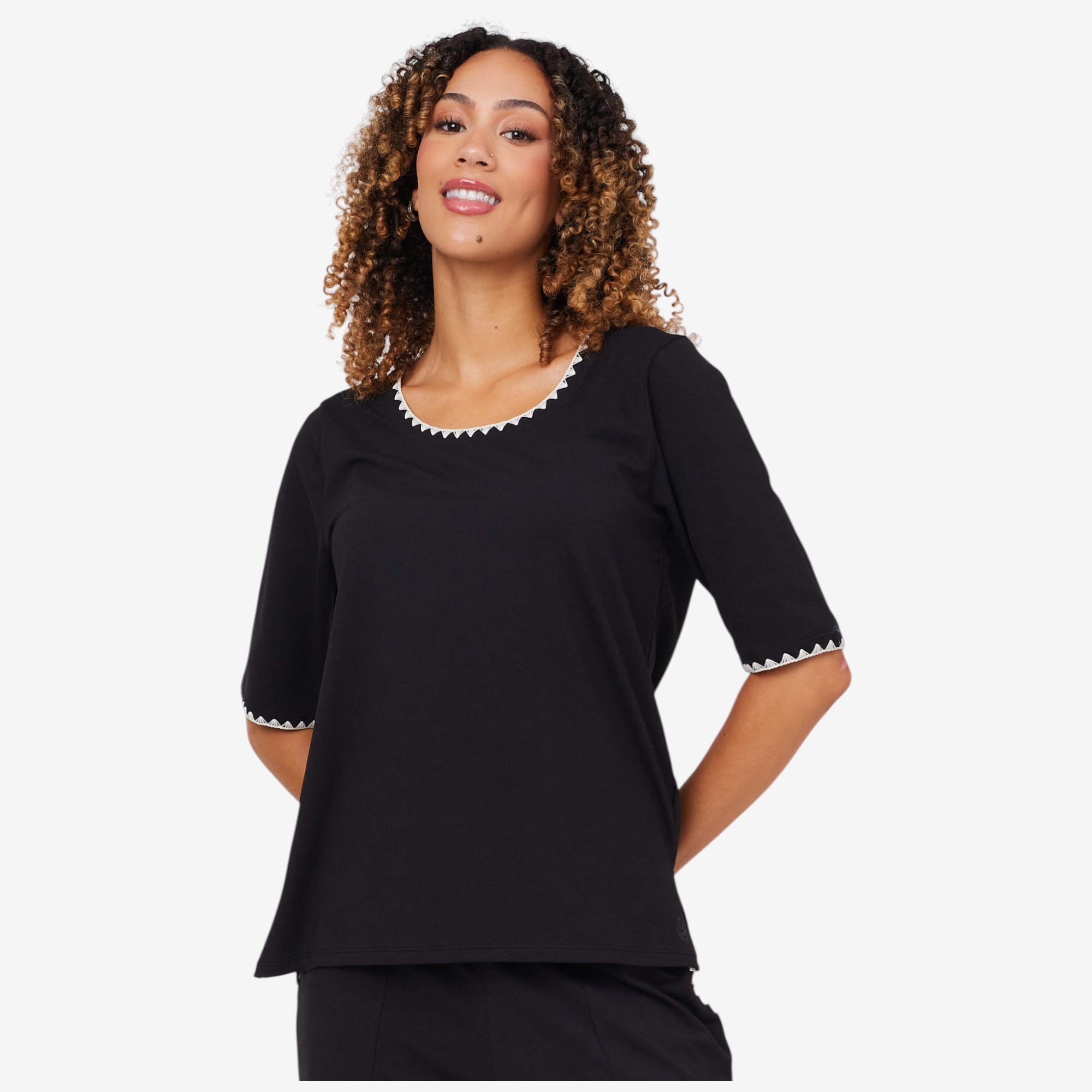 Cuddl Duds Cottonwear+ Crochet Trim Tee - TSC.ca