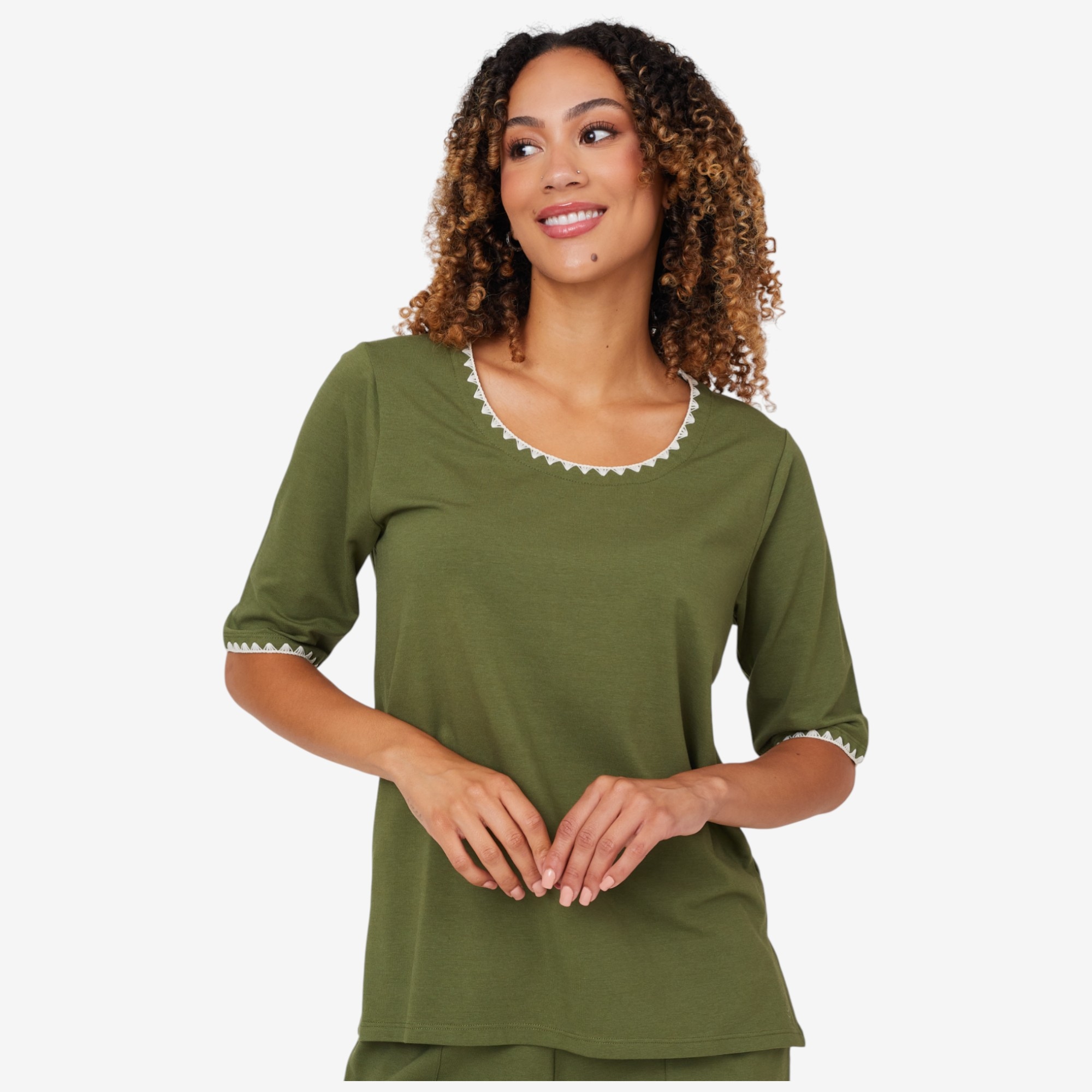 Cuddl Duds Cottonwear+ Crochet Trim Tee - TSC.ca