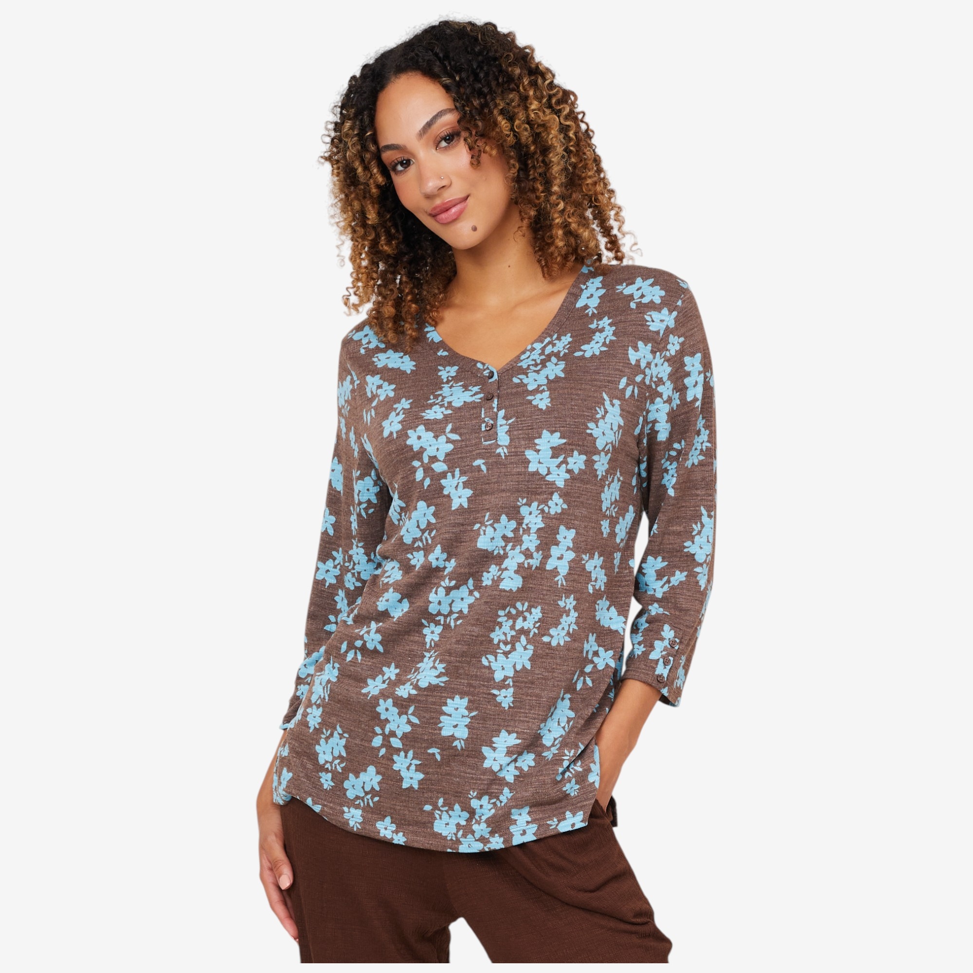 Cuddl Duds Slub Knit Henley Tee - TSC.ca