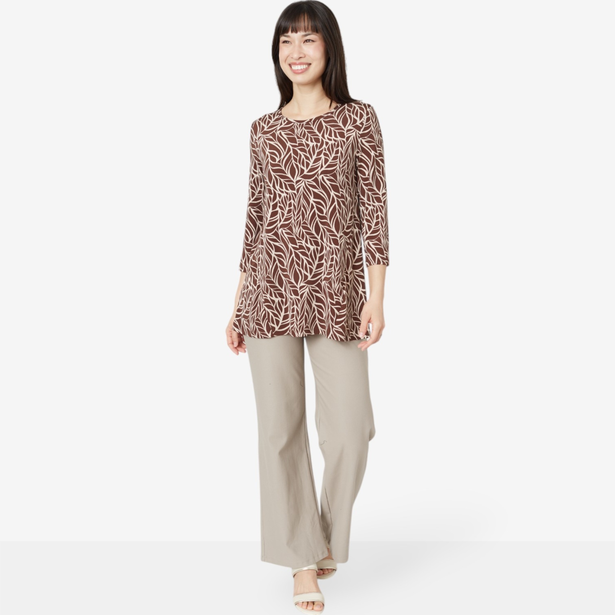 Kim & Co. Printed Brazil Knit 3/4 Sleeve Tunic - TSC.ca