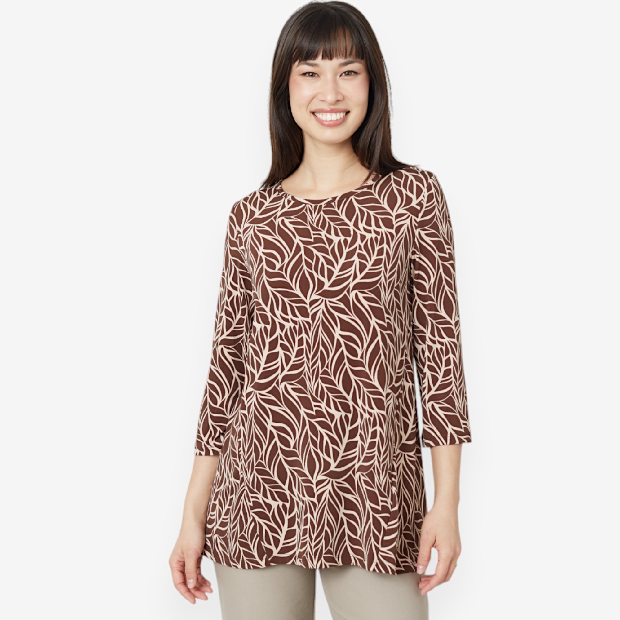 Kim & Co. Printed Brazil Knit 3/4 Sleeve Tunic - TSC.ca