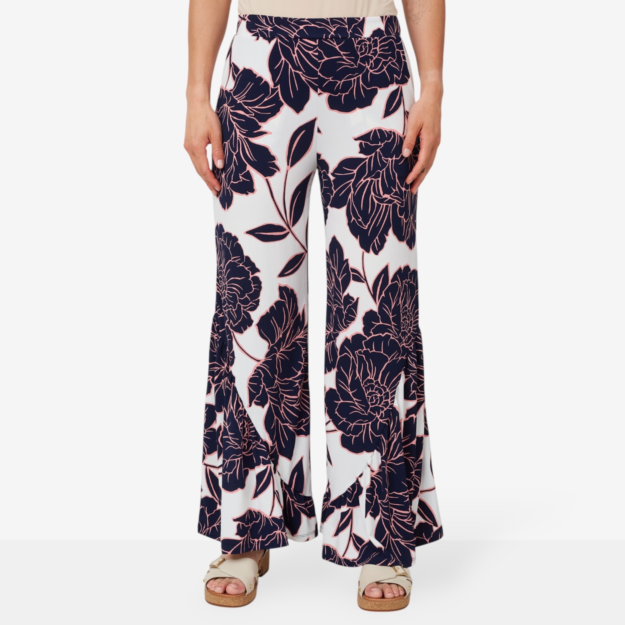 Nina Leonard Angled Flounce Hem Printed Pant - TSC.ca