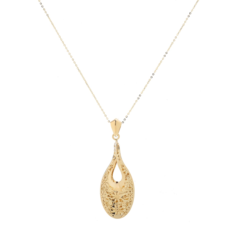Stefano Oro 14K Yellow Gold Teardrop Reversible Ricami Necklace - TSC.ca