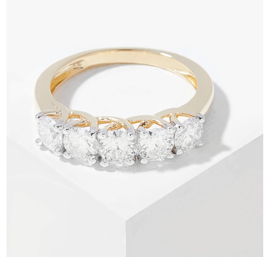EVERA Diamonds 14K Gold 1.00ctw Round 5 Stone Diamond Band - TSC.ca