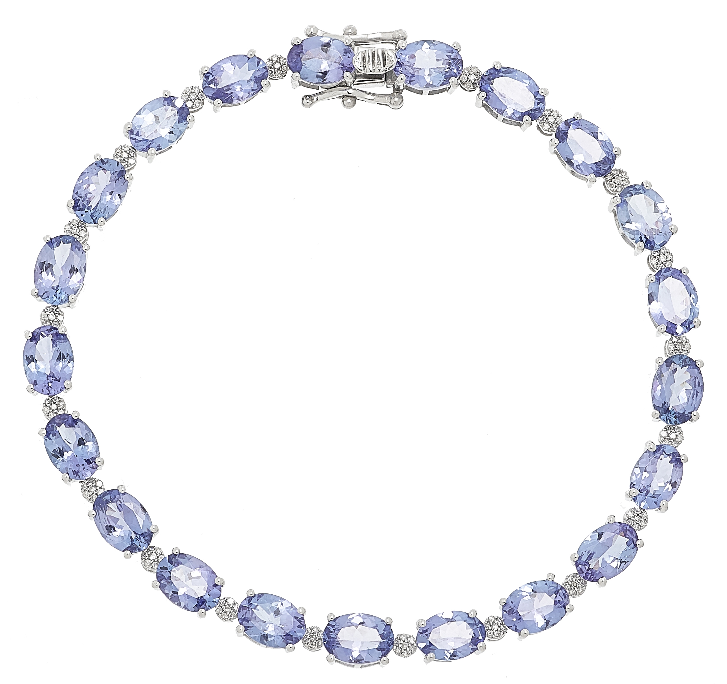 Gem Creations 14K White Gold 12.75ctw Oval Tanzanite & Diamond Bracelet ...