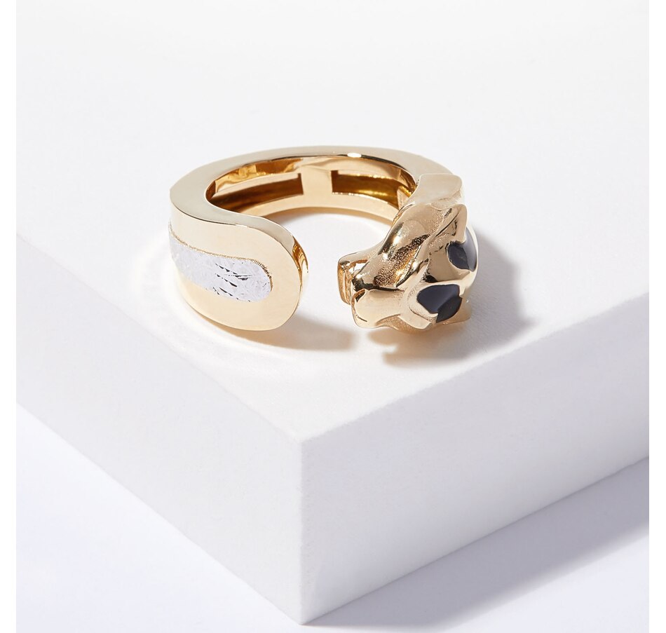 UNOAERRE 18K Yellow Gold Pantera Enamel Ring - TSC.ca