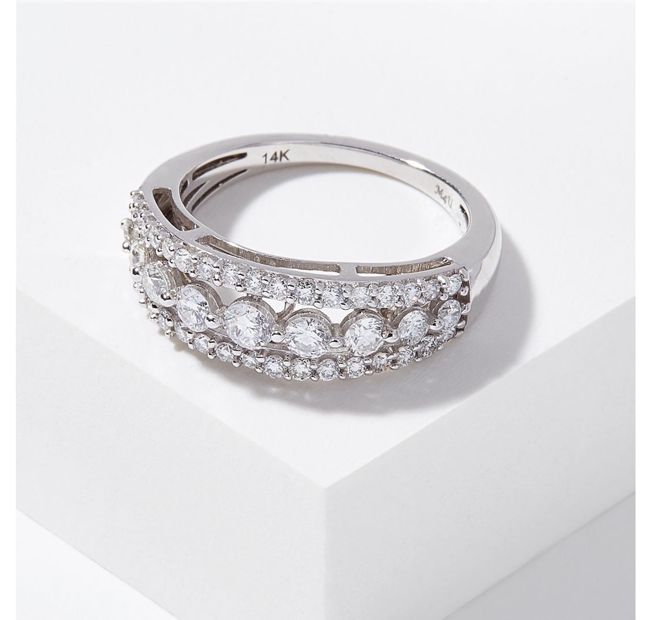 EVERA Diamonds 14K White Gold 1.00ctw 2 Row Diamond Ring - TSC.ca